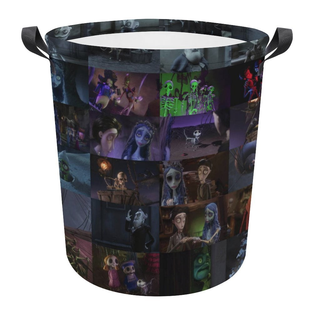 Corpse Bride Pattern Circular Laundry Hamper Foldable Large Storage ...