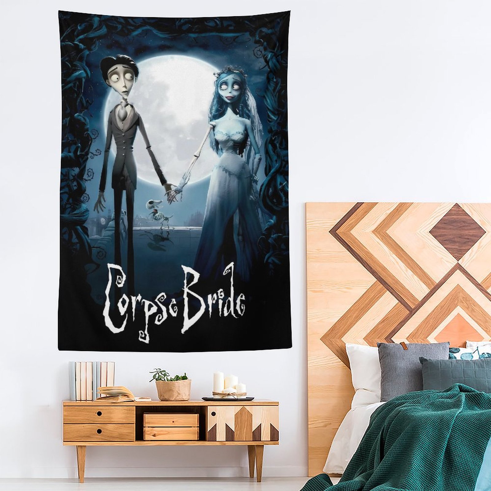 Corpse Bride Tapestry Bedroom Indie Vertical Tapestry Wall Hanging for ...