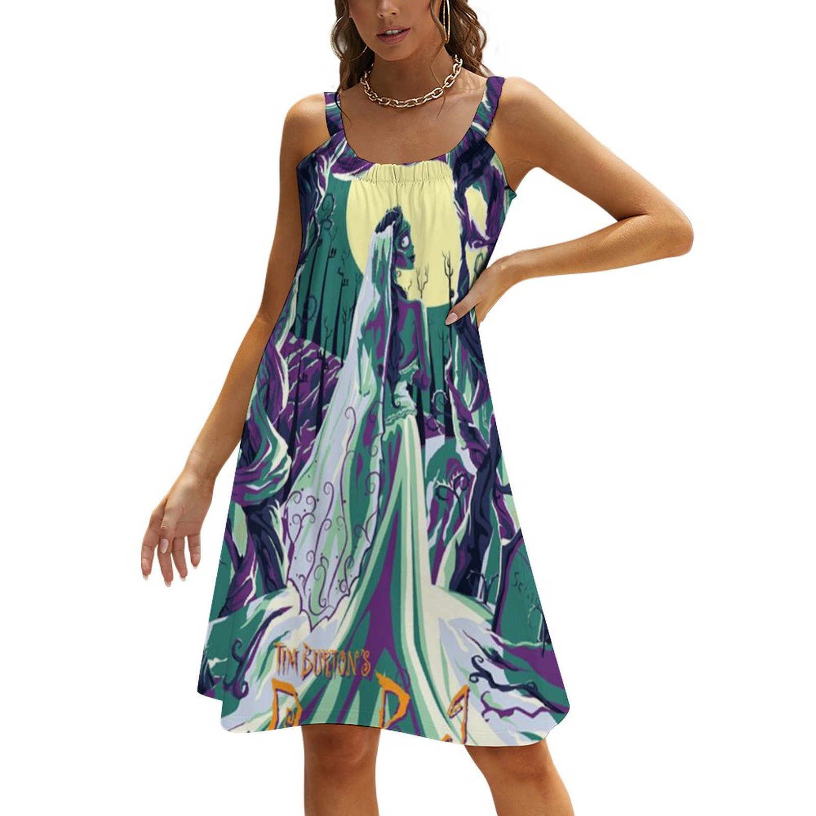 Corpse Bride Womens Dress Loose Sleeveless Beach Sling Skirt Soft ...