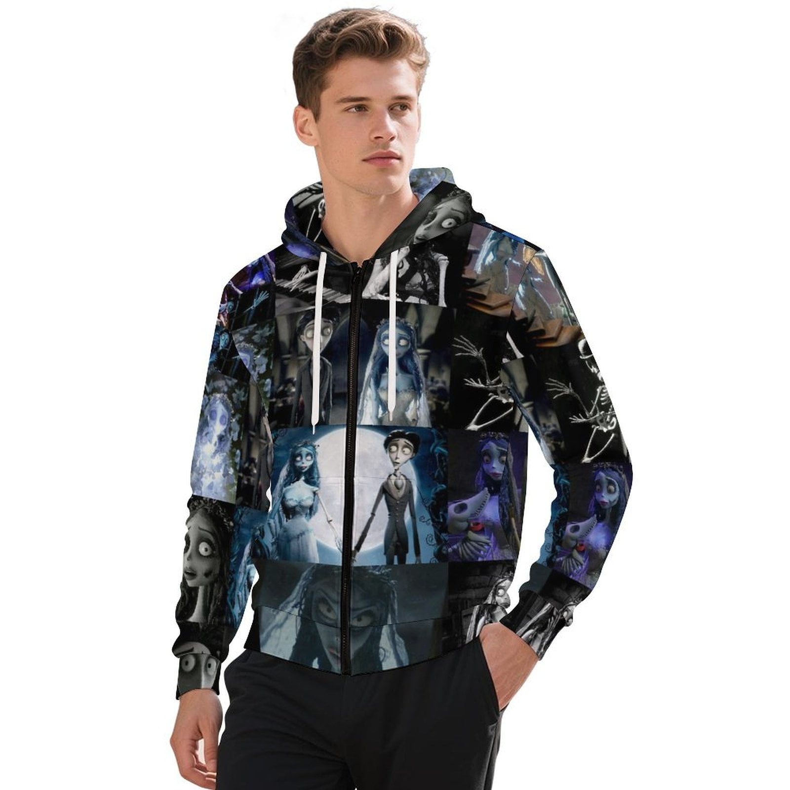 Corpse Bride Zip Up Hoodie Pullover Hooded Long Sleeve Sweatshirts Tops ...