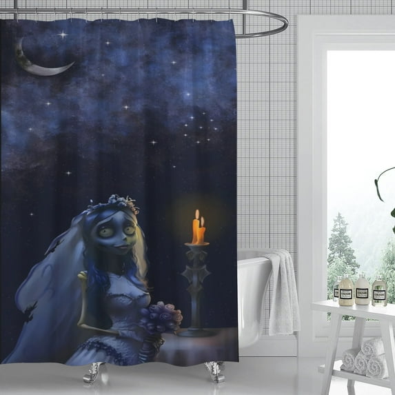 Corpse Bride shower curtain offers a timeless design, waterproof fabric ...
