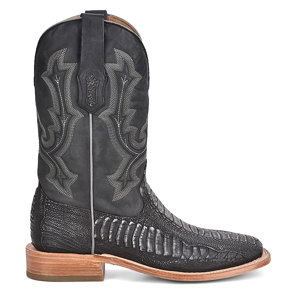 Corral Boots Mens Ostrich Leg Embroidered Wide Square Toe Pull On ...