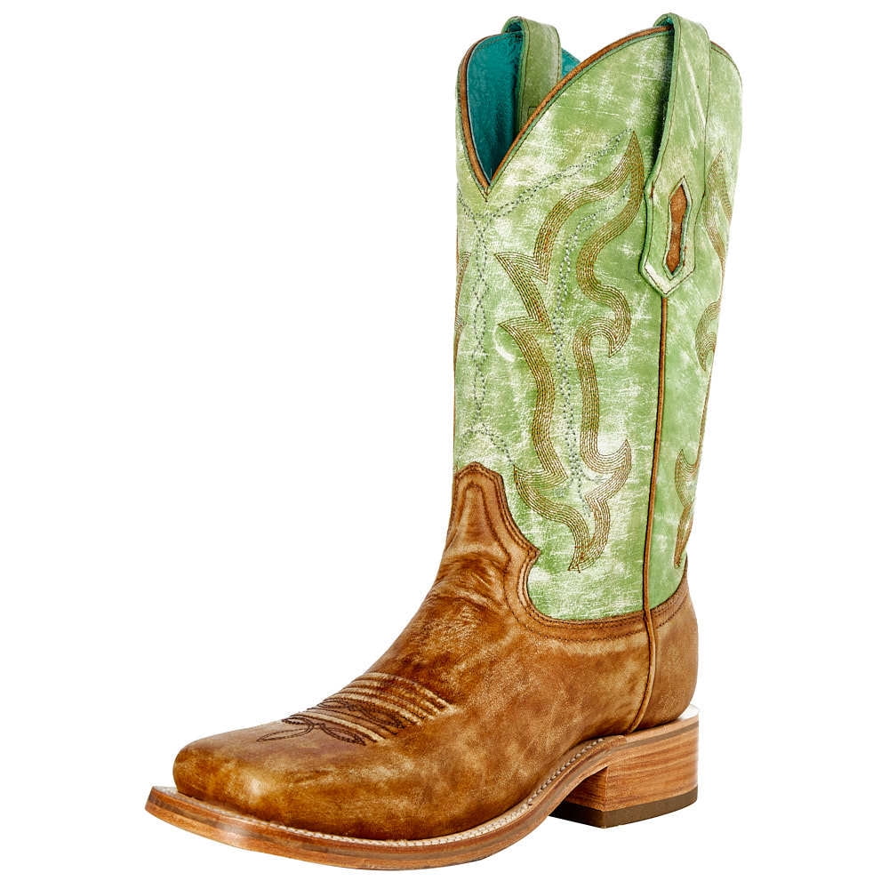 Corral Boots Womens A4102 Women`s Corral Square Toe Boot 6 B Sand/Green ...