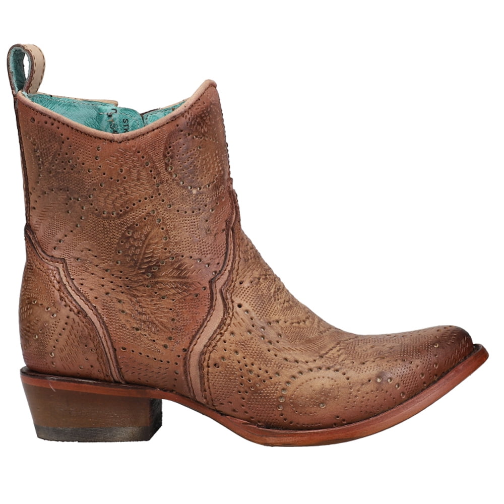 Corral Boots Womens Cutout Hand Painted Round Toe Cowboy Ankle Dress ...