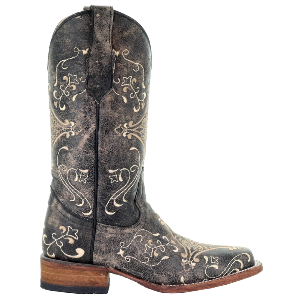 Corral Boots Womens Dragonfly Embroidered Square Toe Cowboy Tall Boots ...