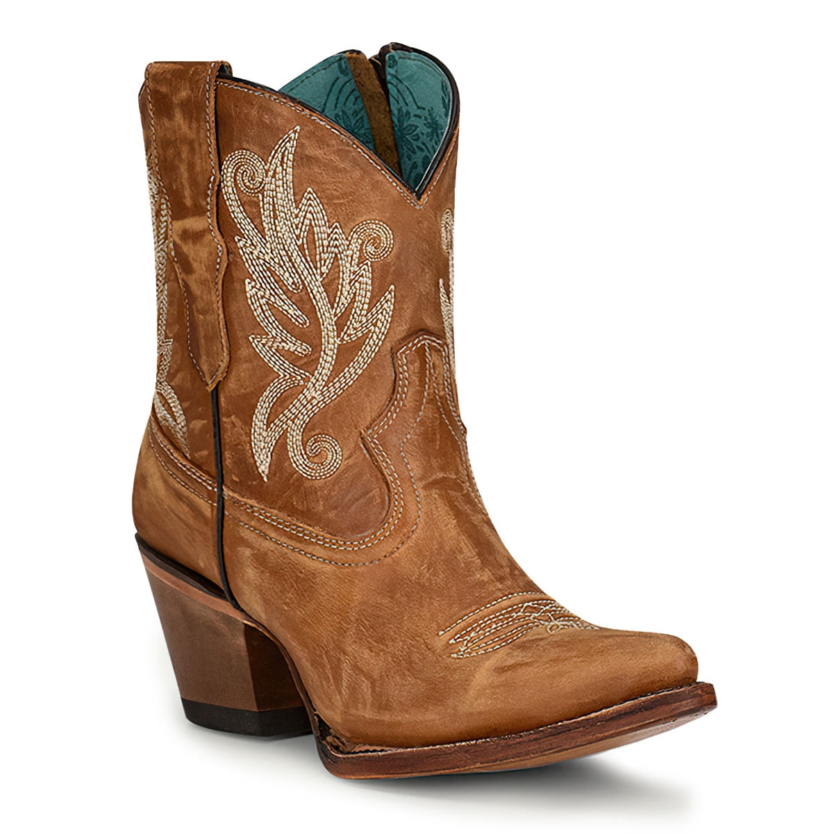 CORRAL Adult Female Golden Embroidery Ankle Boots, Color: Brown, Size ...