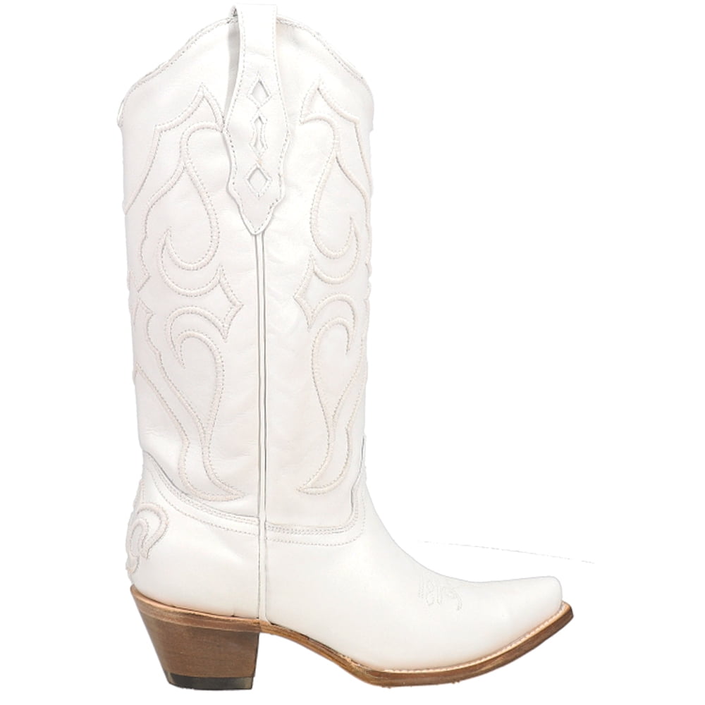 Corral Boots Womens White Embroidered Snip Toe Cowboy Mid Calf Boots ...