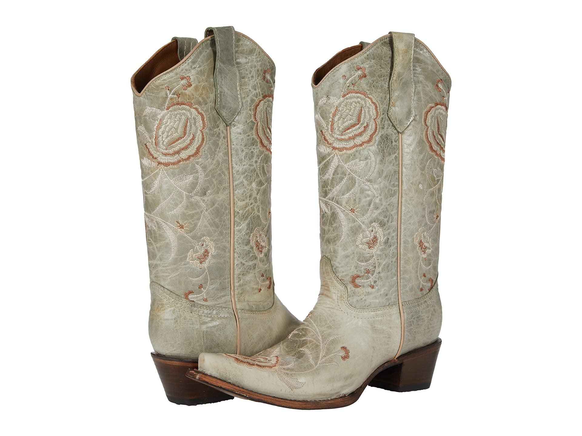 Corral Circle G Women's Aqua Floral Embroidery Western Boots (6M ...