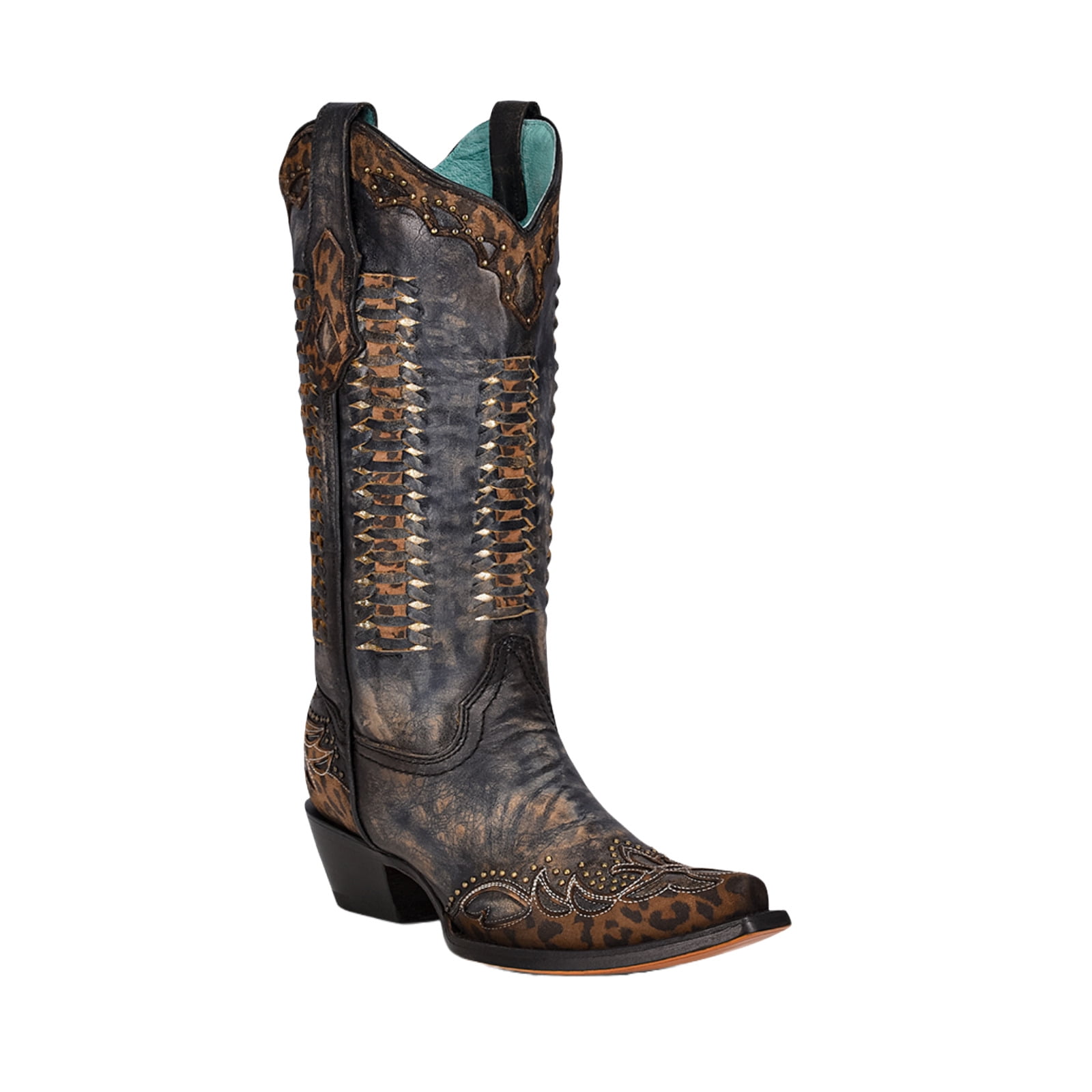 Corral Women's Leopard Print Woven Western Boot Snip Toe - C3881 6 1/2 ...