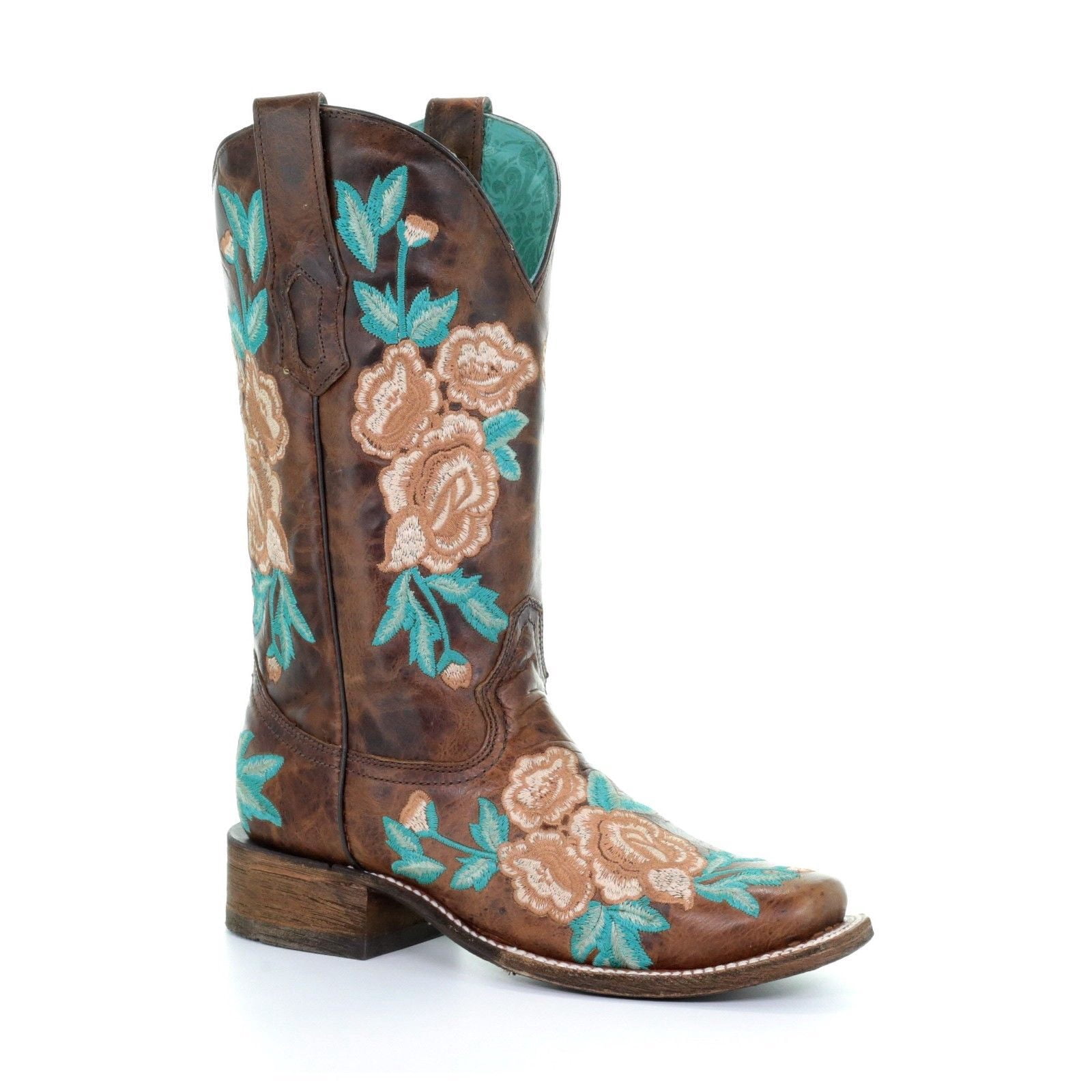 Corral Ladies Brown Floral Embroidered Boots A3527 - Walmart.com