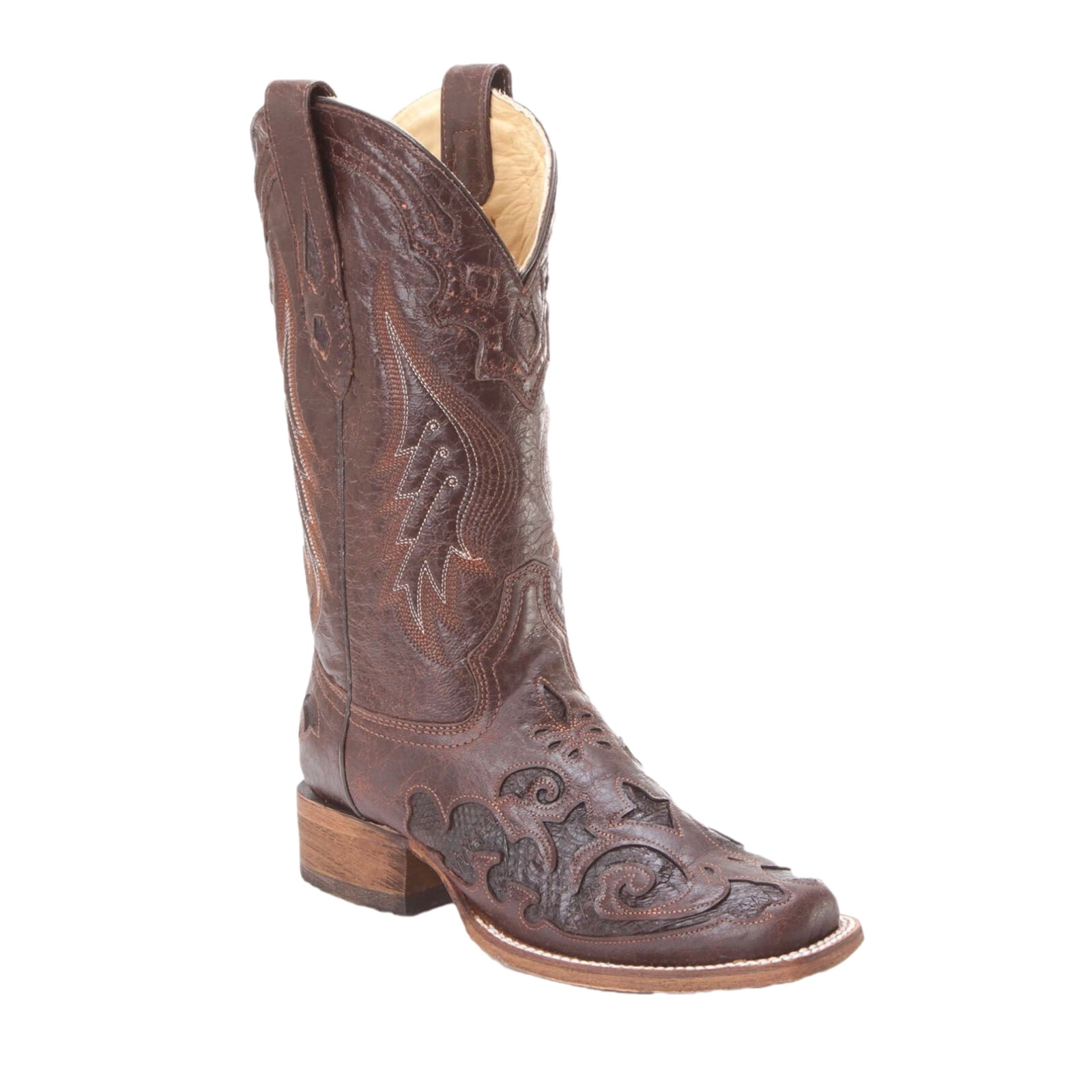 Corral Ladies Chocolate Snake Inlay Brown Square Toe Boots A2404 ...