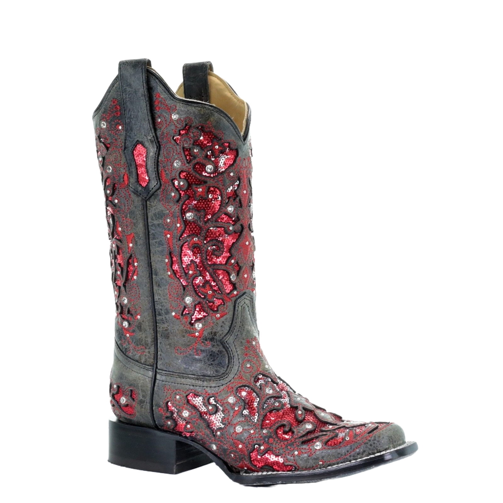 Corral Women's Sequin Inlay Western Boot Square Toe - A3647 5.5 M US ...