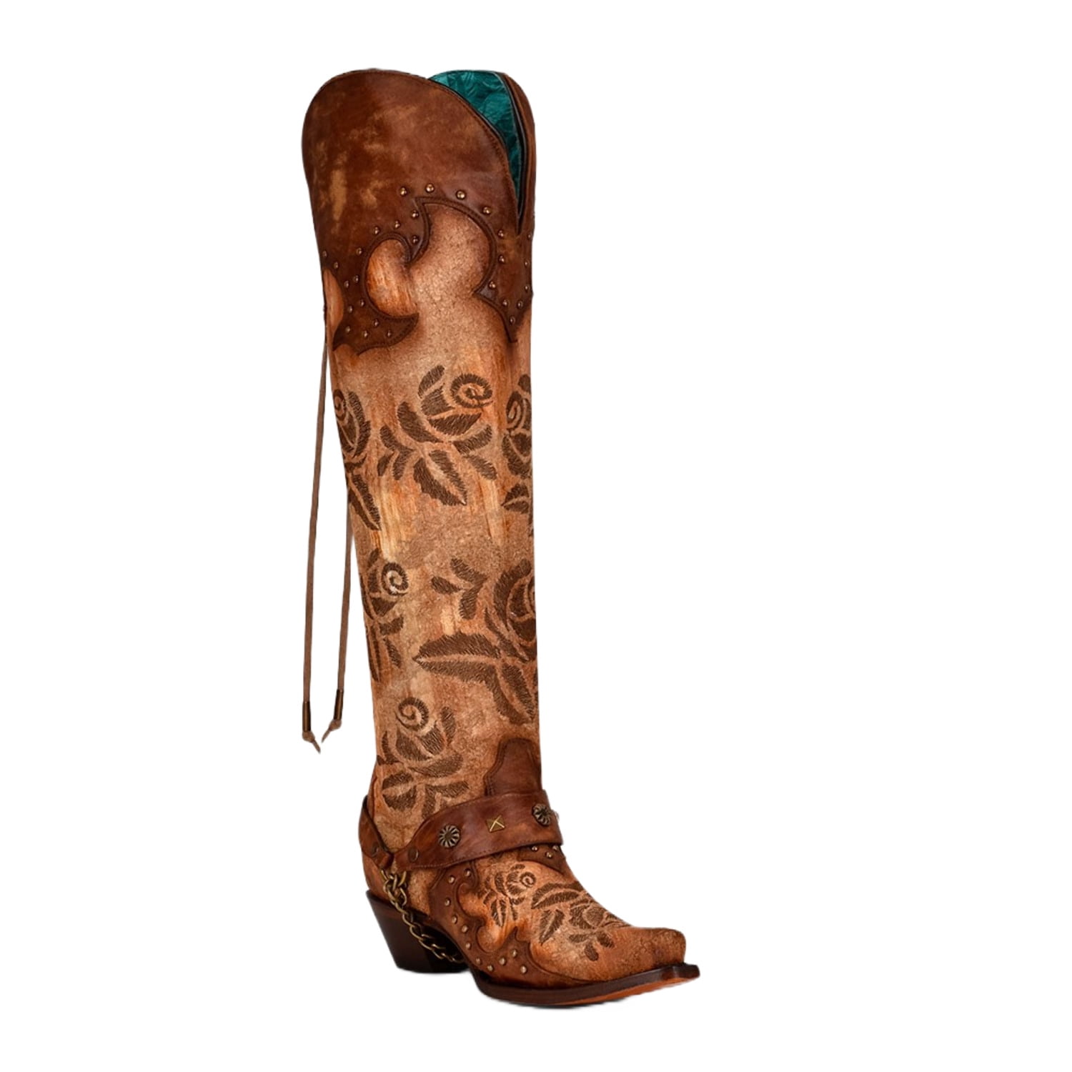 Corral Ladies Sand Overlay Floral Embroidery Tall Top Boots A4209 ...
