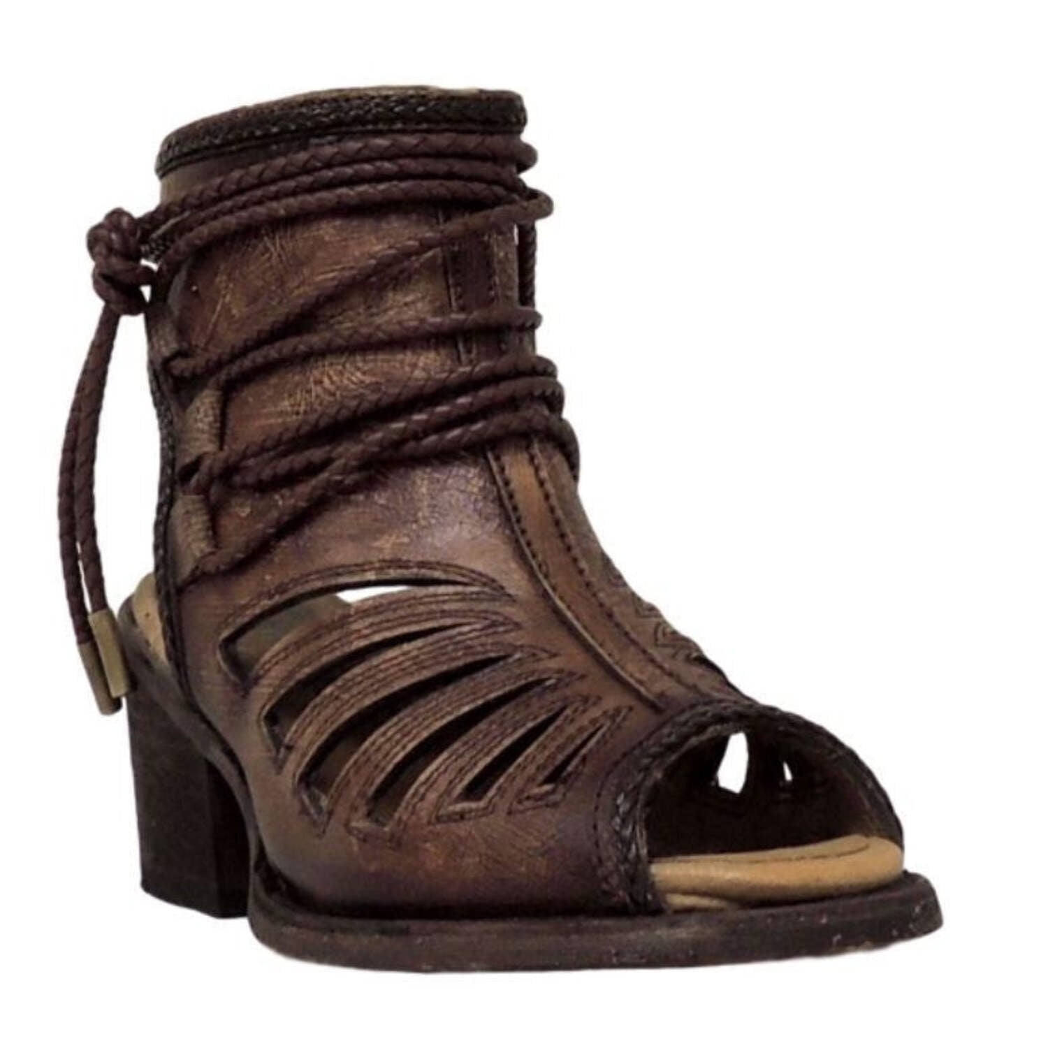Corral Ladies Tobacco Lace Tall Top Open Toe Sandal C3194 - Walmart.com