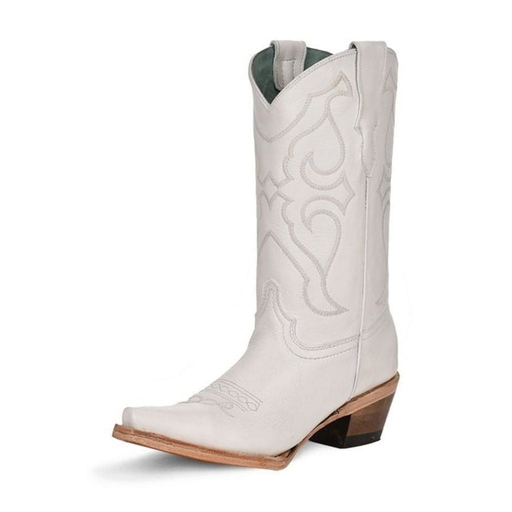 Corral Western Boots Girls Embroidery Snip Toe Leather White T0143 ...