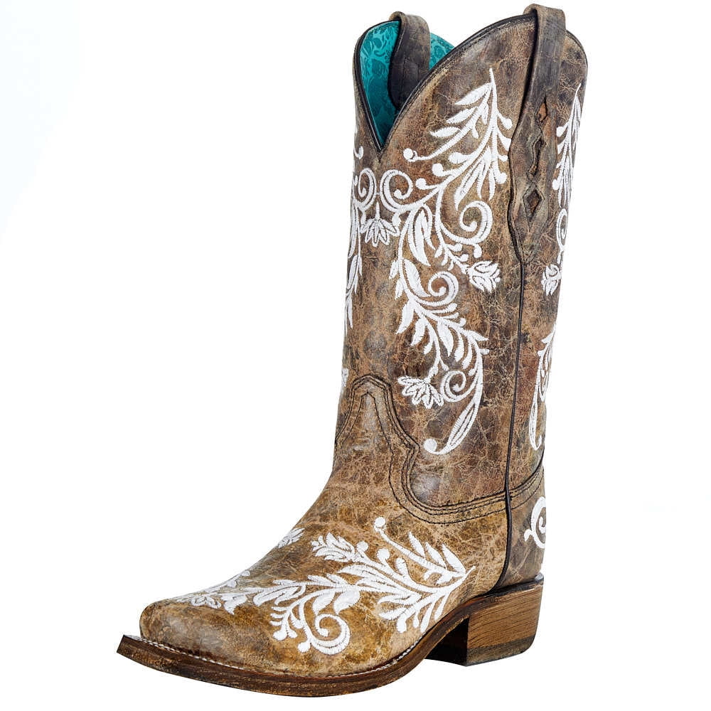 Corral Women's Blacklight Western Boot Square Toe Brown 6 M US ...