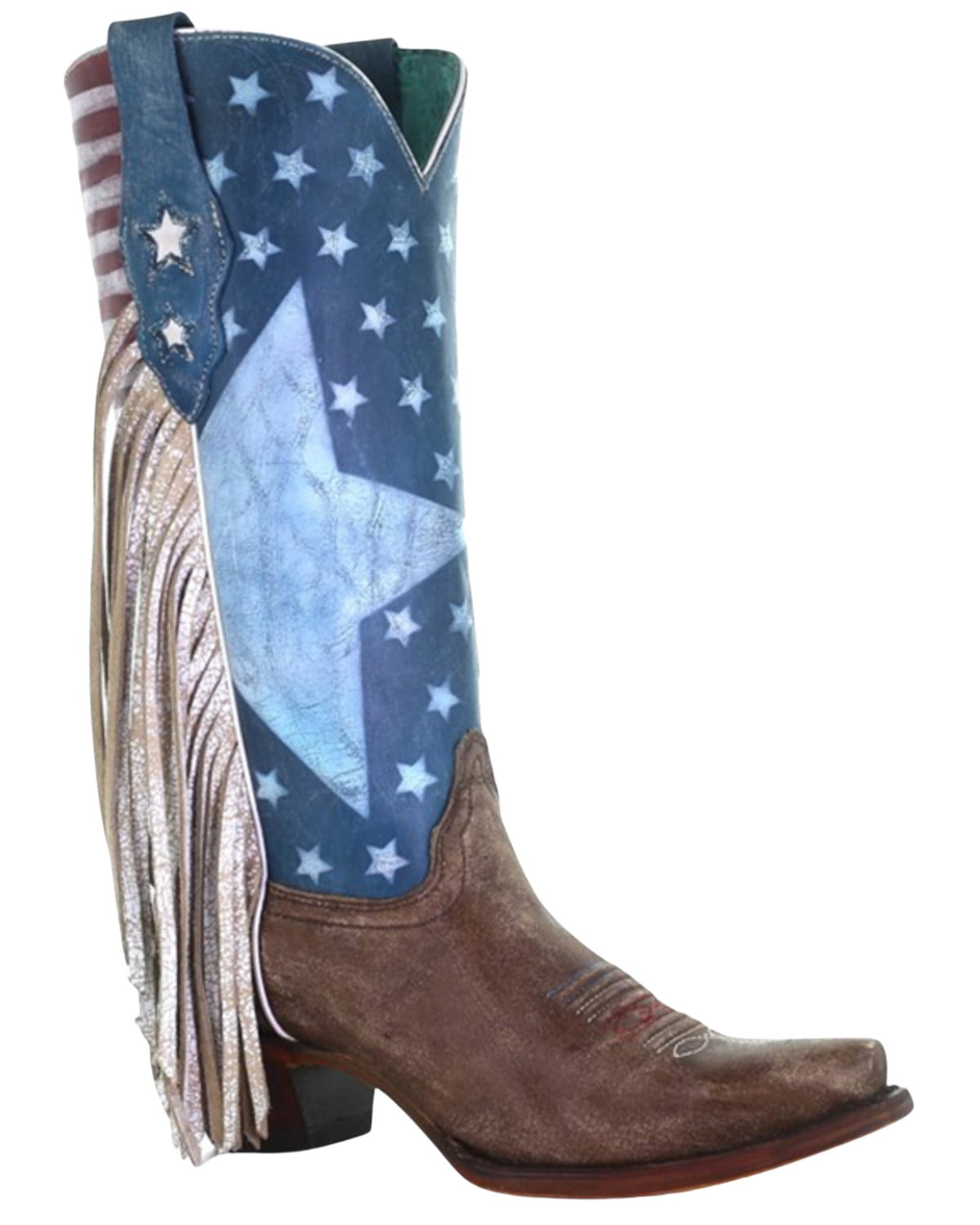 Corral Women's Boot Barn Stars And Stripes Fringe Tall Western Snip Toe ...