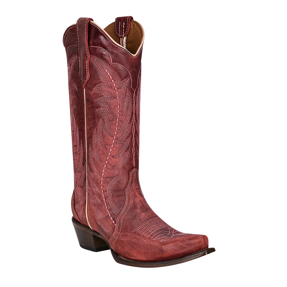 Corral Women's Embroidered Western Boot Snip Toe Red 7 M US - Walmart.com