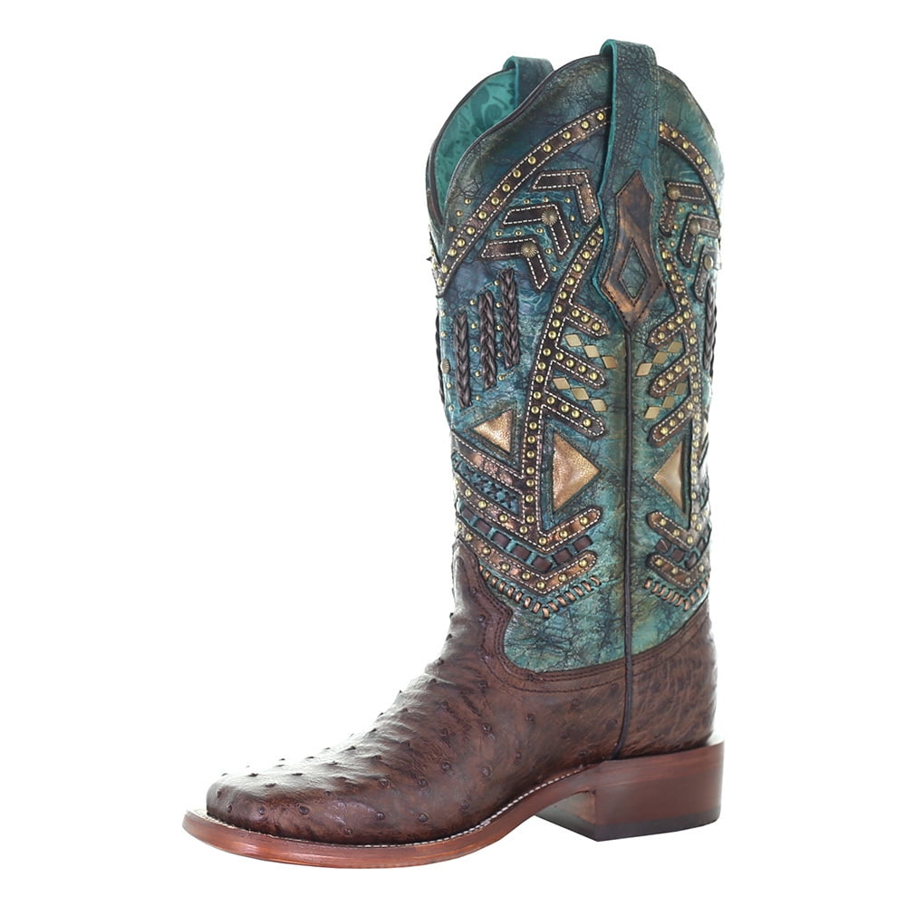 Corral Women's Exotic Full Quill Ostrich Western Boot Broad Square Toe ...