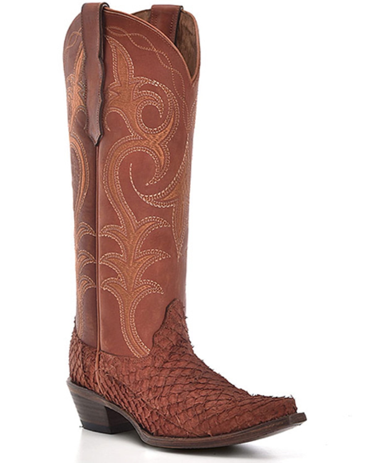 Circle G Women's Exotic Pirarucu Western Boot Snip Toe Rust Copper 10 M ...