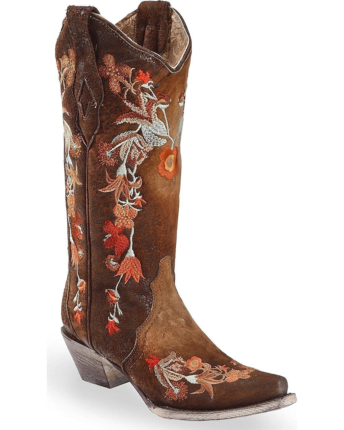 Corral Women's Floral Embroidered Lamb Western Boot Snip Toe - A3597 9 ...