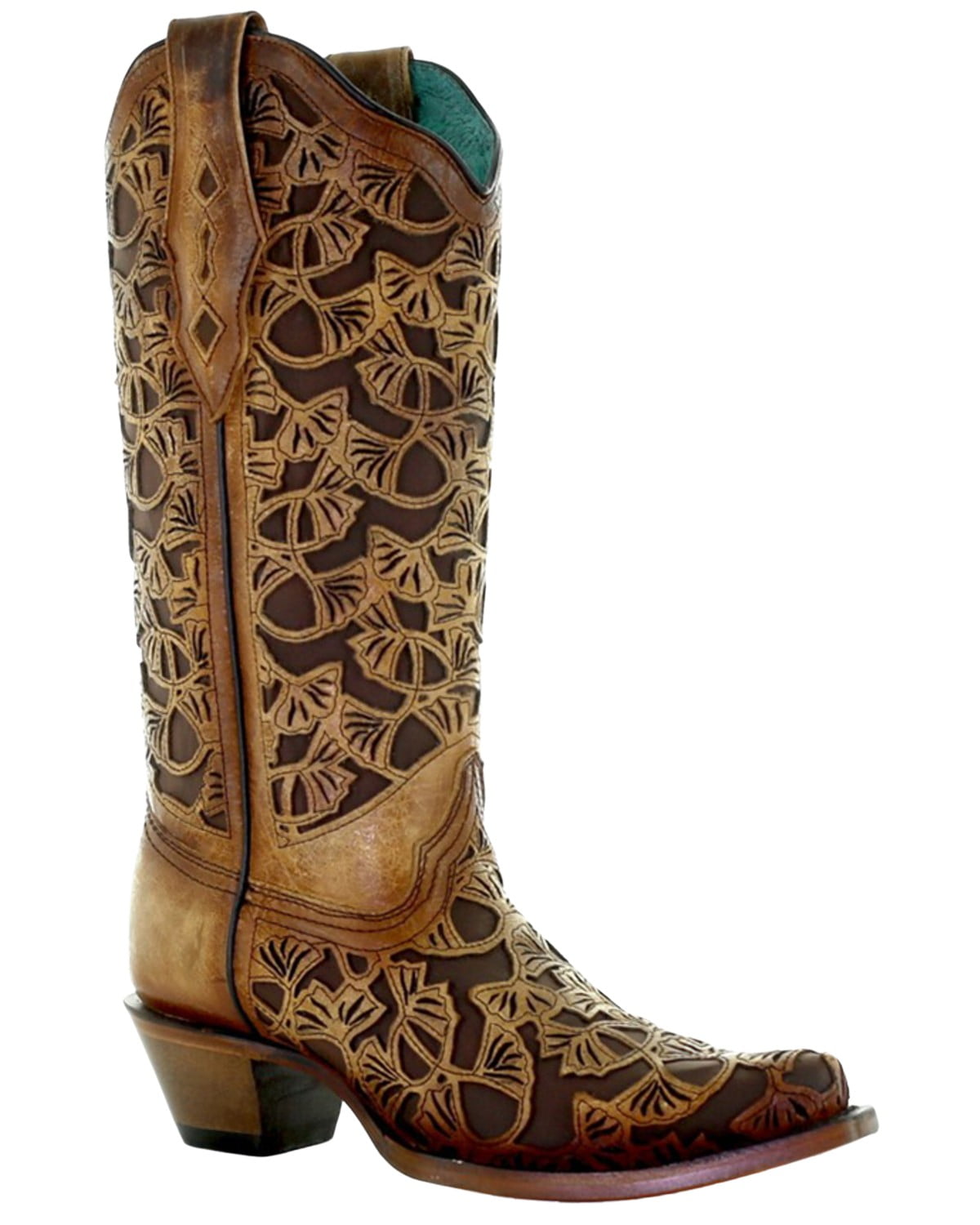 Corral Women's Floral Inlay Western Boot Snip Toe - Z5079 9 M US ...
