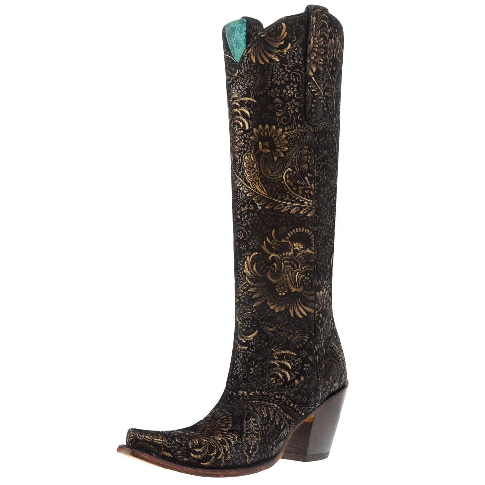 Corral Women's Floral Tall Western Boot Snip Toe - A4481 8 1/2 M US ...