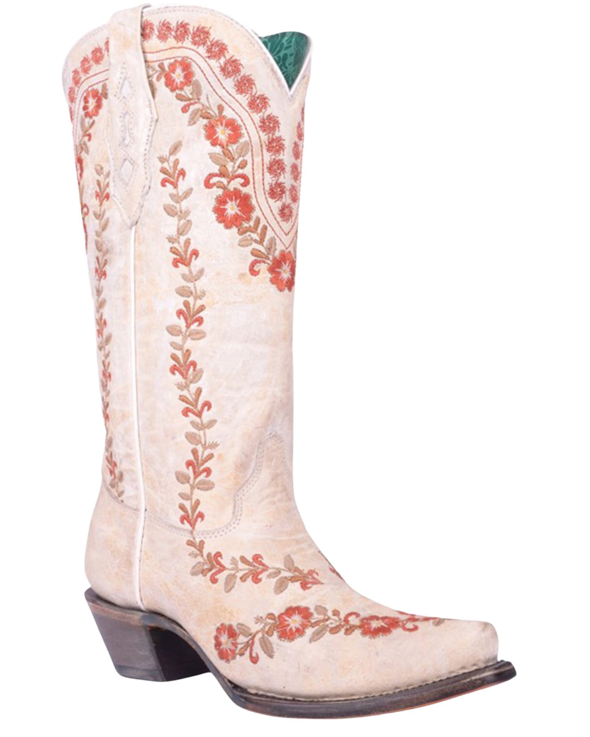 Corral Women's Flowered Embroidery Blacklight Western Boot Snip Toe ...