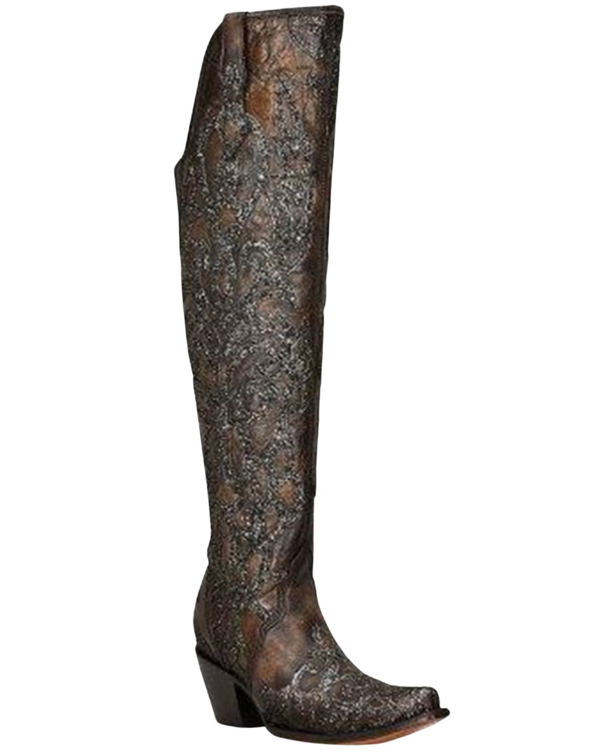 Corral Women's Glitter Overlay Tall Western Boot Snip Toe - C3926 7 1/2 ...