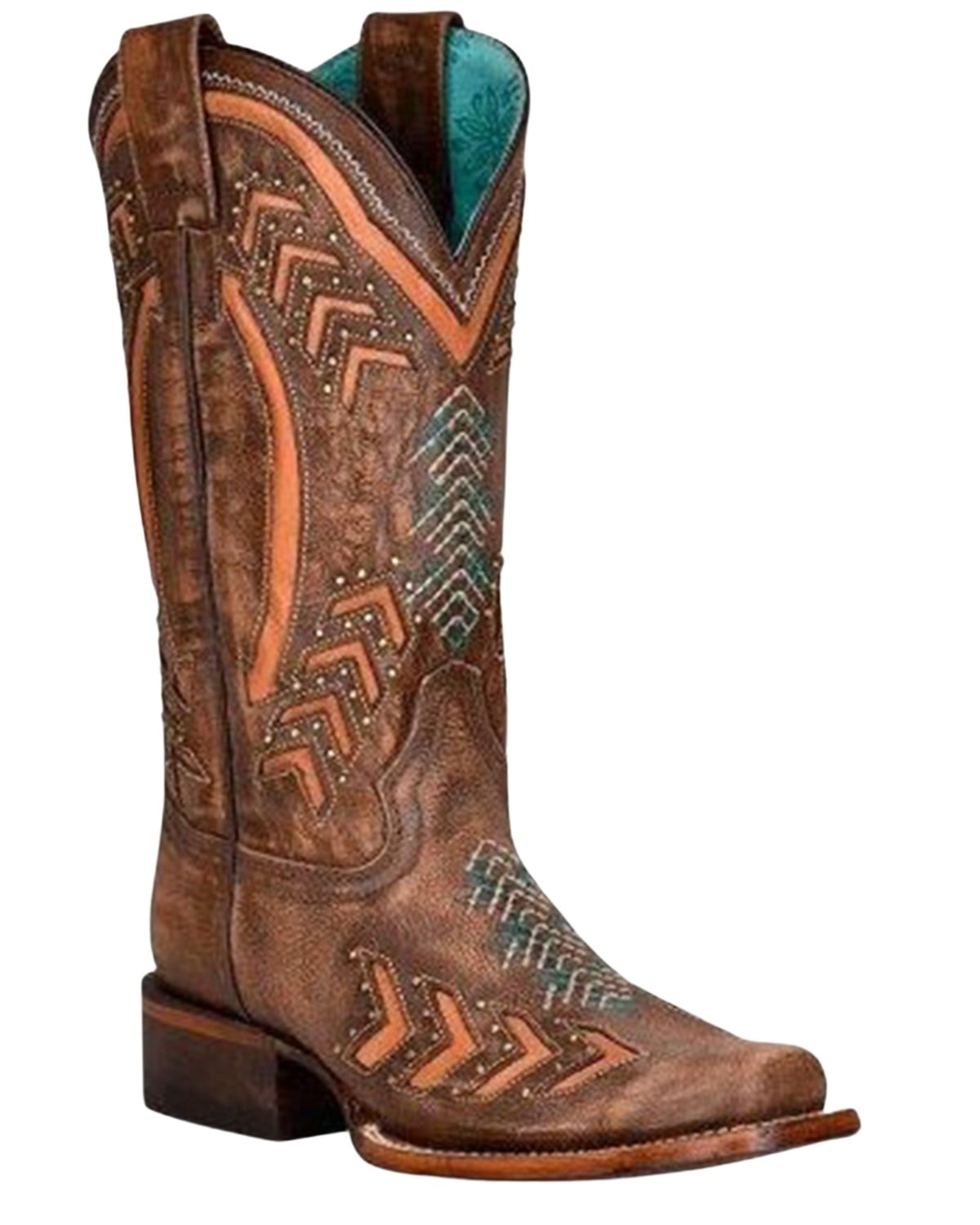Corral Women's Laser Cut Arrows Western Boot Square Toe - Z5009 5 M US ...