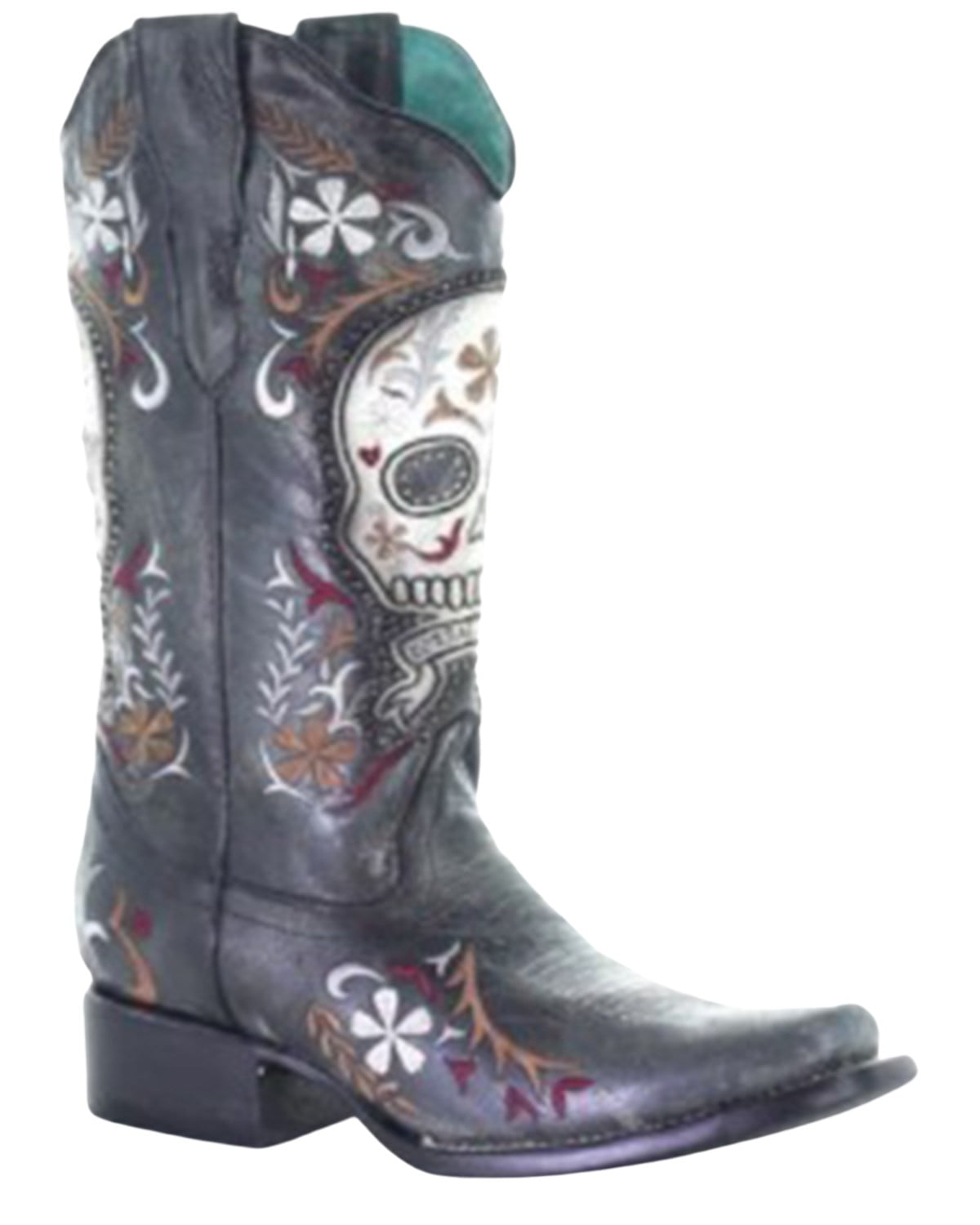 Corral Women's Skull Overlay Western Boot Square Toe Black 7 1/2 M US ...