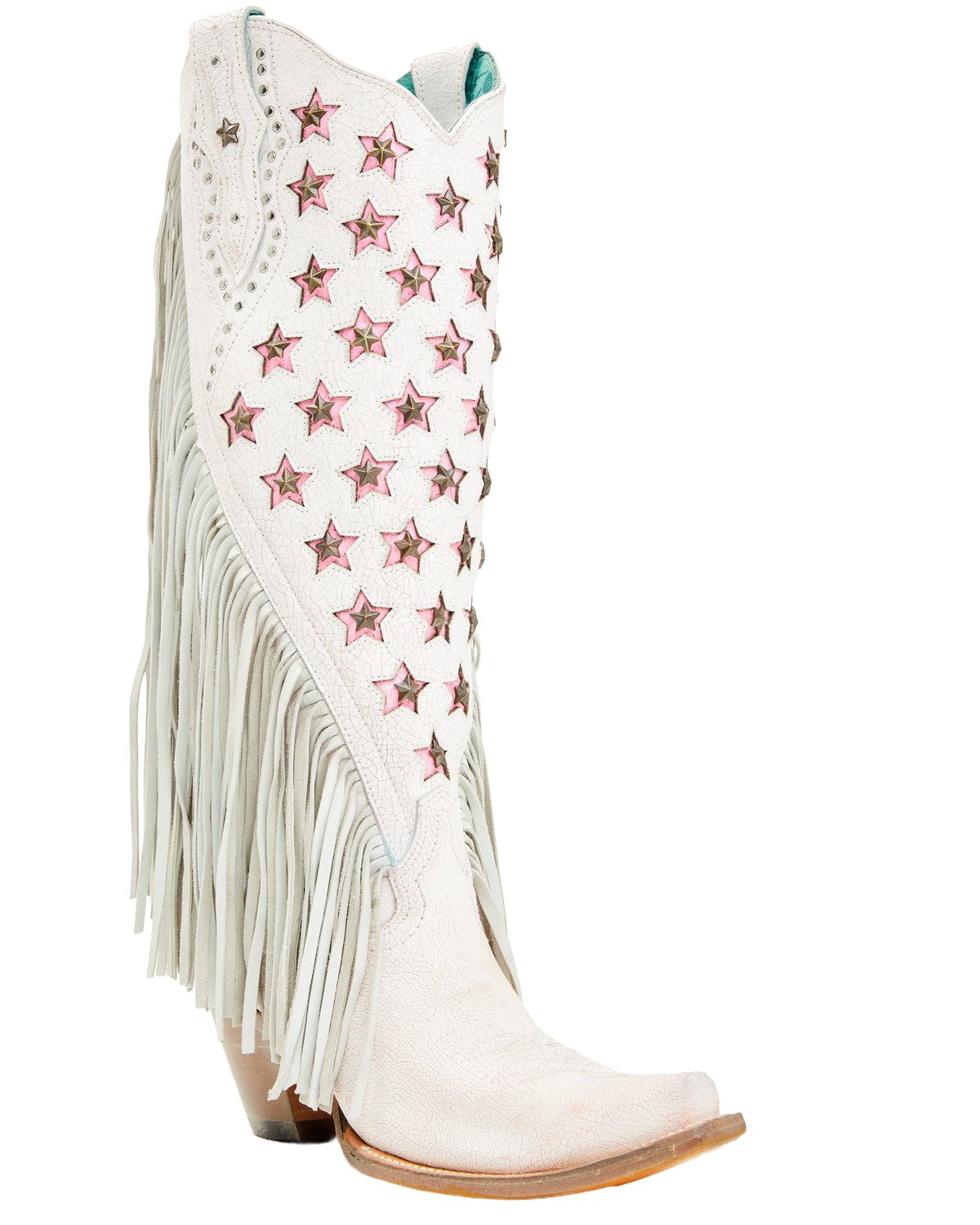 Corral Women's Star Inlay Fringe Tall Western Boot Snip Toe - C4084 8 M ...