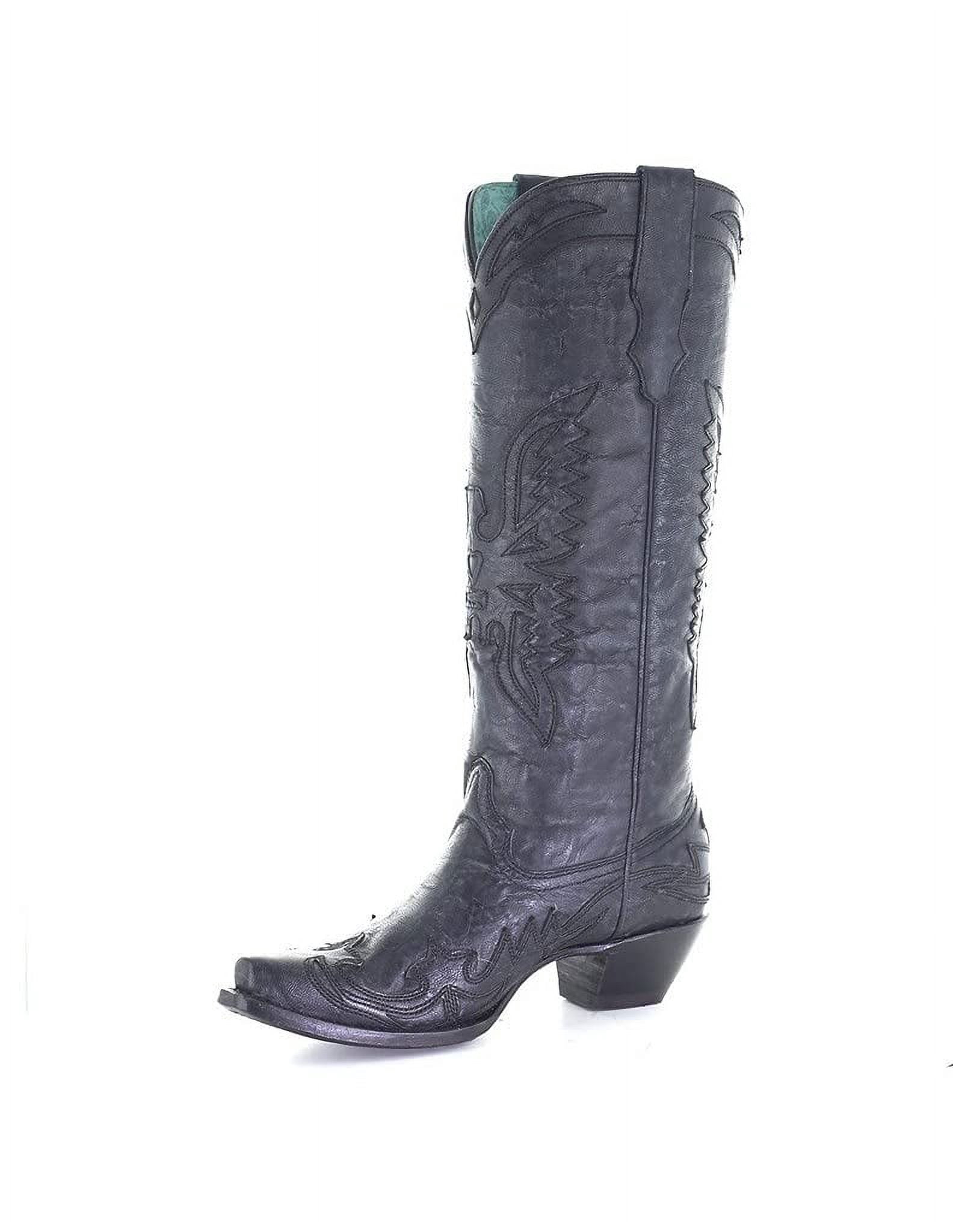 Corral Women's Vintage Solid Black Tall Eagle Overlay Western Boots ...