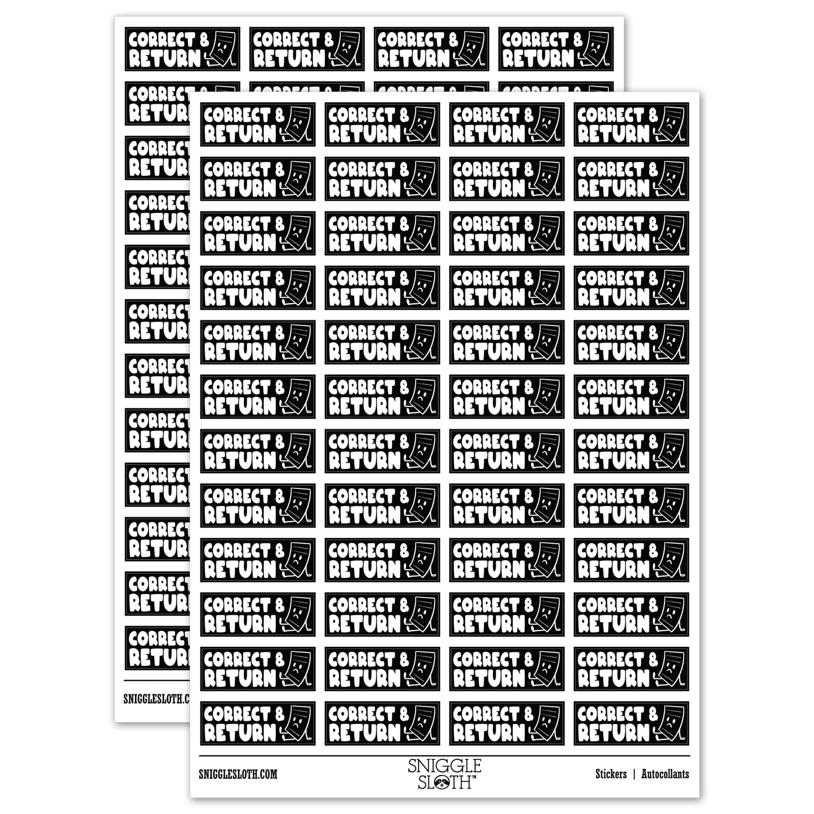 Correct and Return School Teacher Sticker Set - Black - Gloss Finish ...