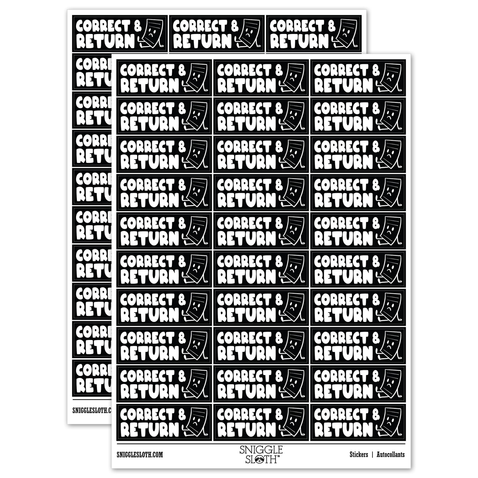 Correct and Return School Teacher Sticker Set - Black - Gloss Finish ...