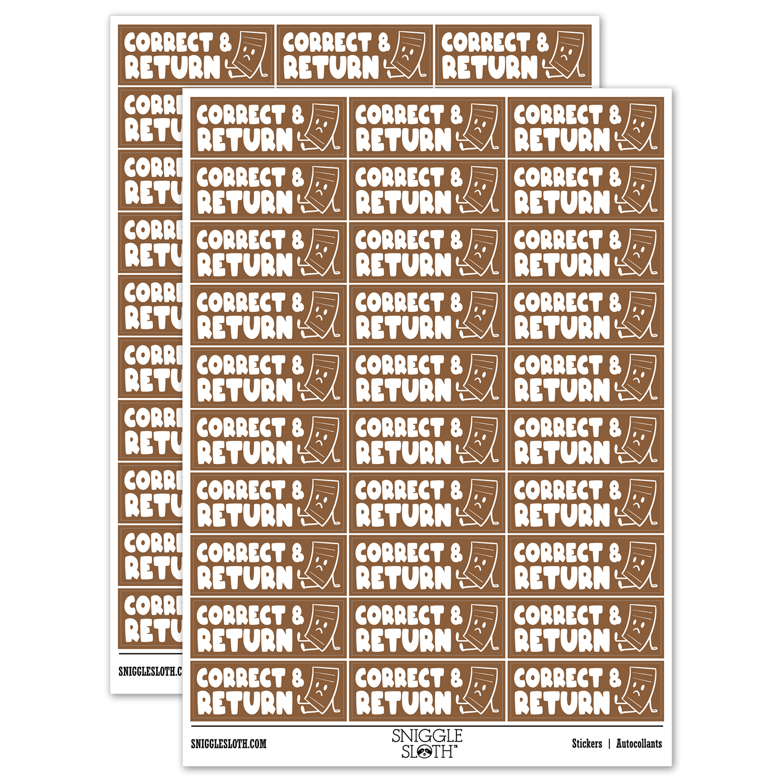 Correct and Return School Teacher Sticker Set - Brown - Gloss Finish ...