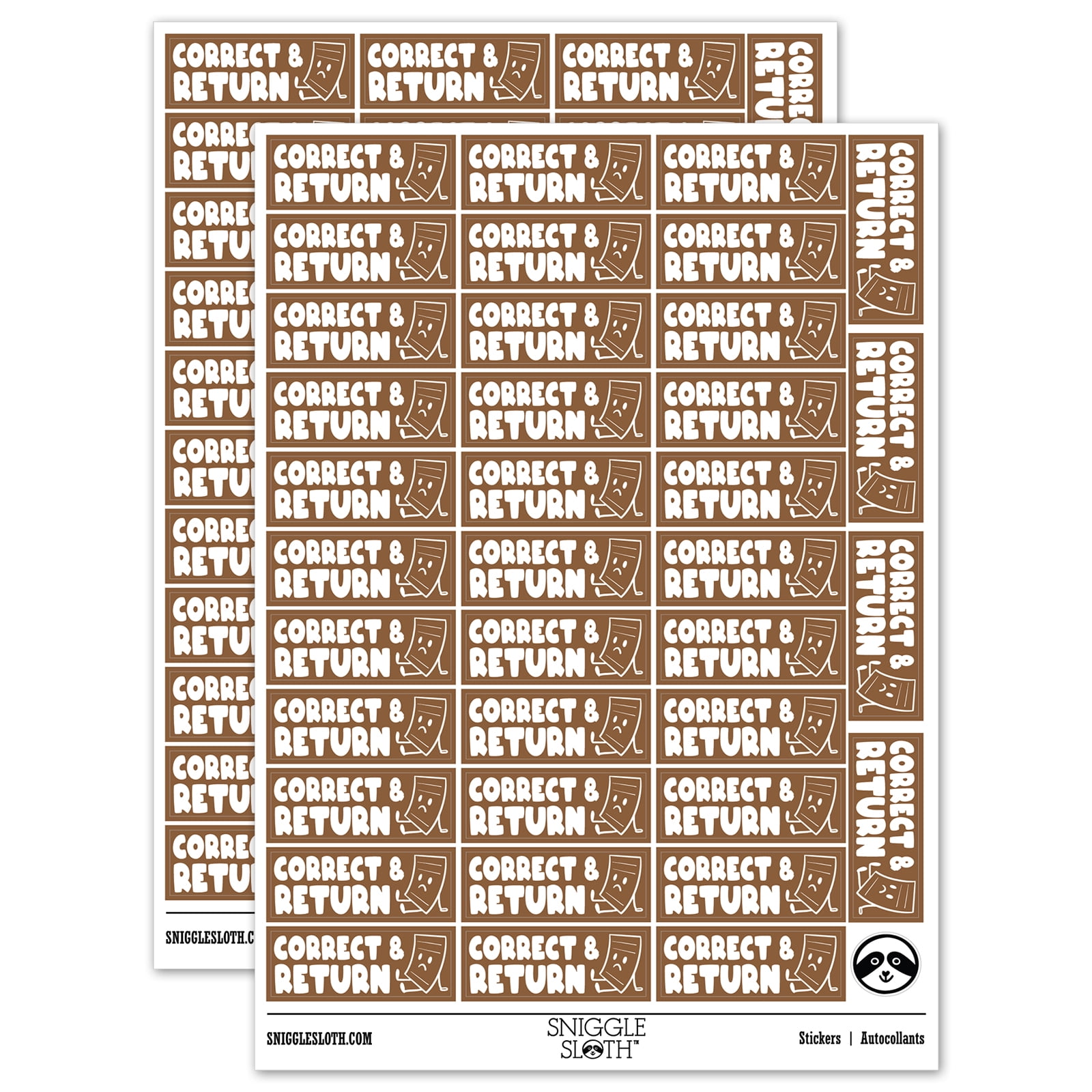 Correct and Return School Teacher Sticker Set - Brown - Matte Finish ...