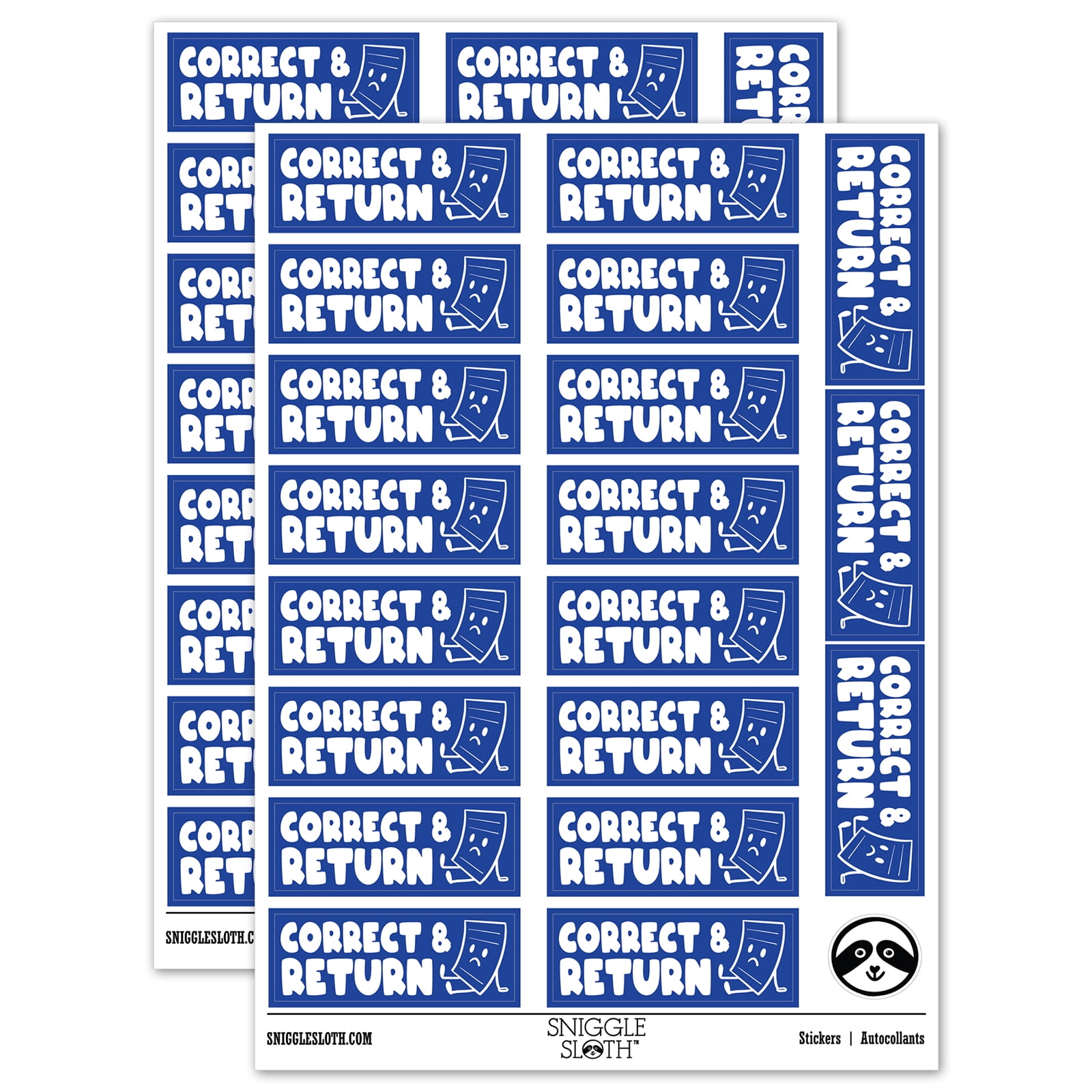 Correct and Return School Teacher Sticker Set - Dark Blue - Gloss ...