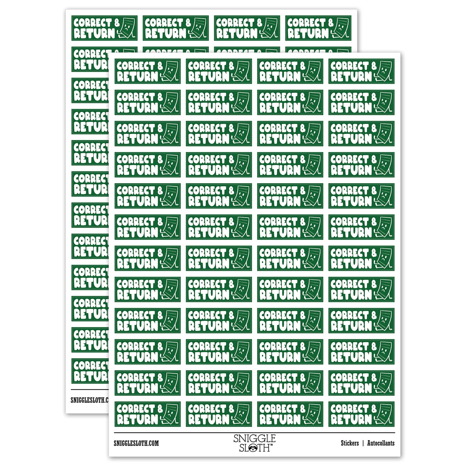 Correct and Return School Teacher Sticker Set - Dark Green - Matte ...
