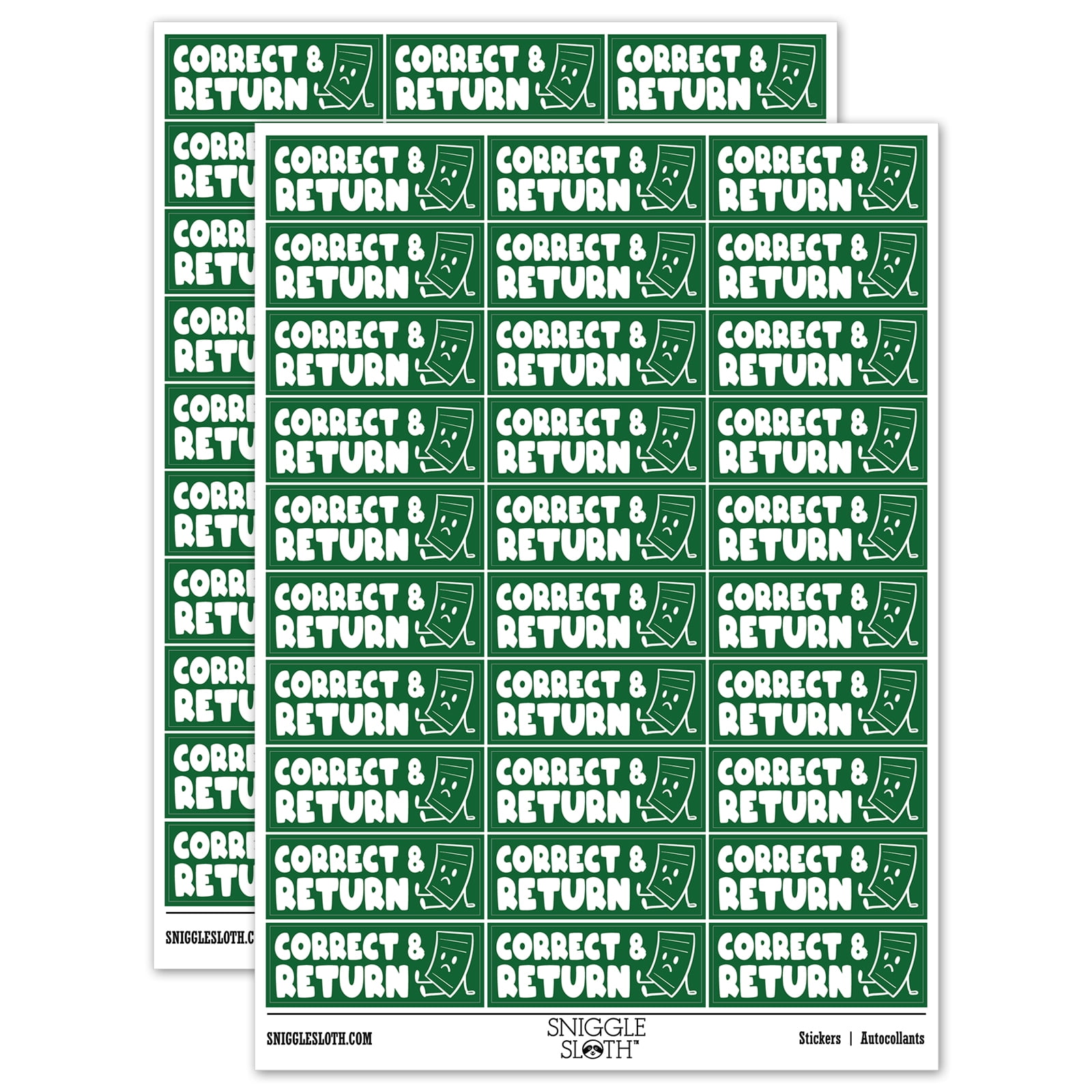 Correct and Return School Teacher Sticker Set - Dark Green - Matte ...