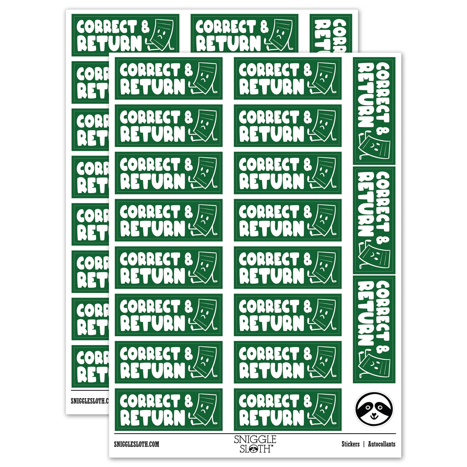 Correct and Return School Teacher Sticker Set - Dark Green - Matte ...