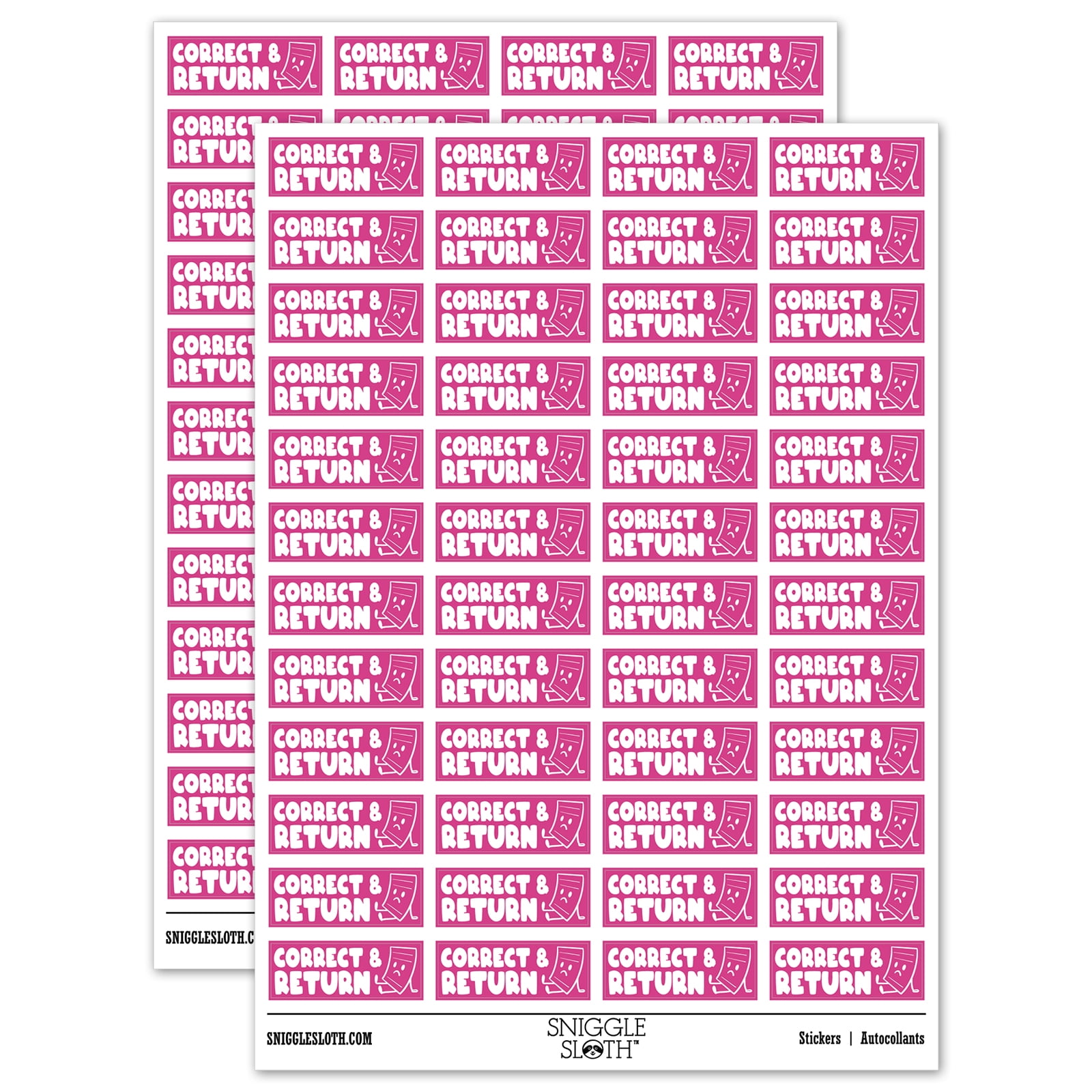 Correct and Return School Teacher Sticker Set - Hot Pink - Matte Finish ...