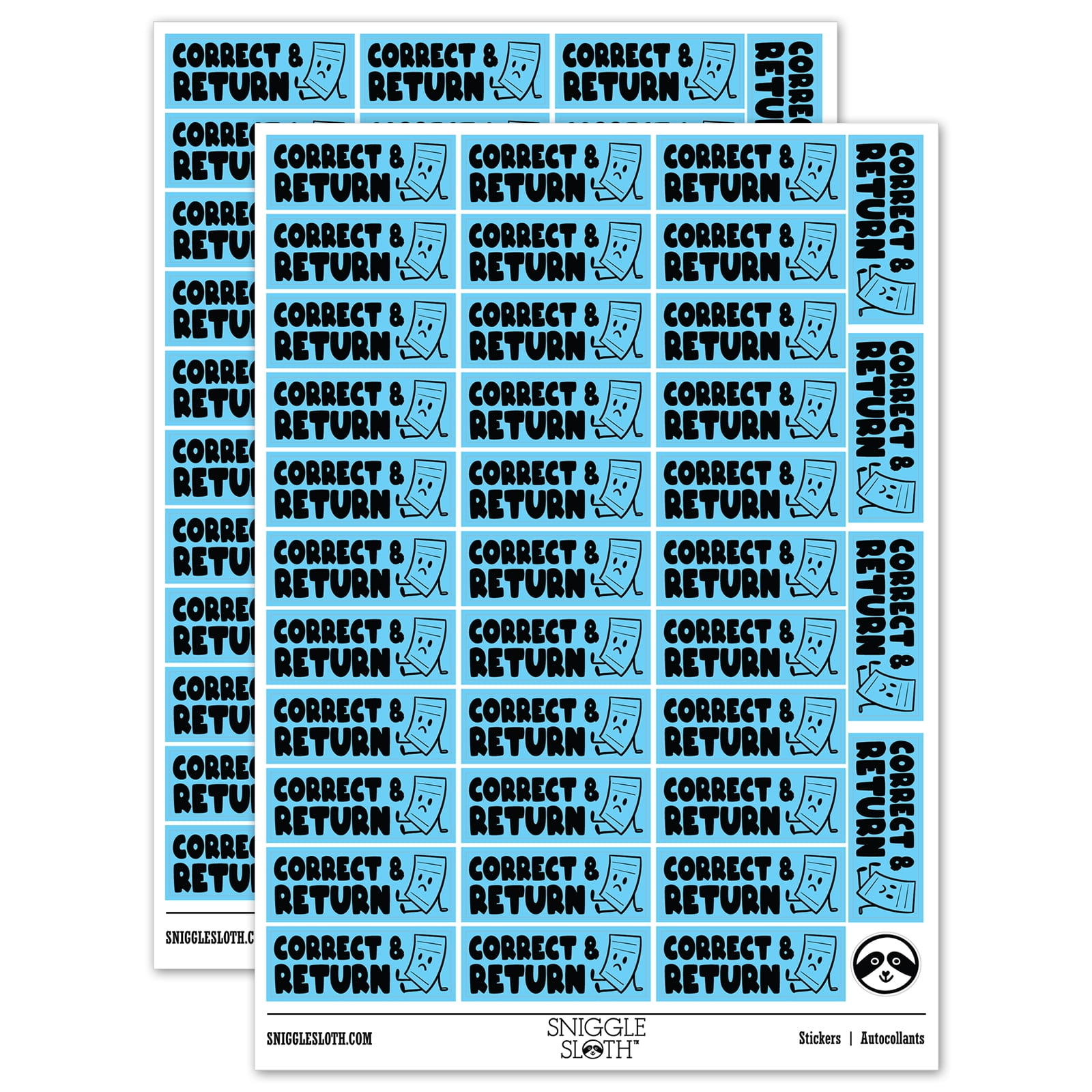 Correct and Return School Teacher Sticker Set - Light Blue - Gloss ...