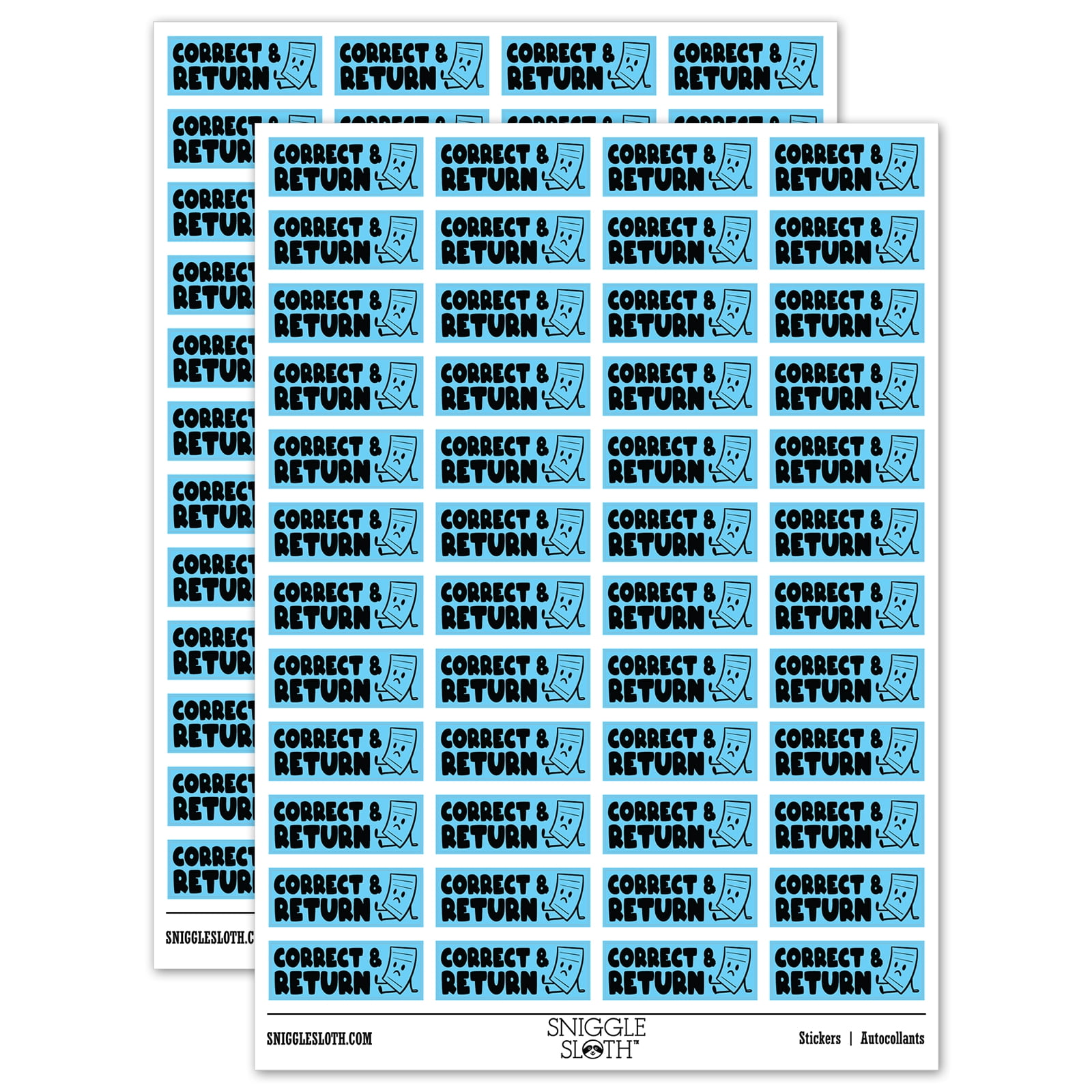 Correct and Return School Teacher Sticker Set - Light Blue - Matte ...