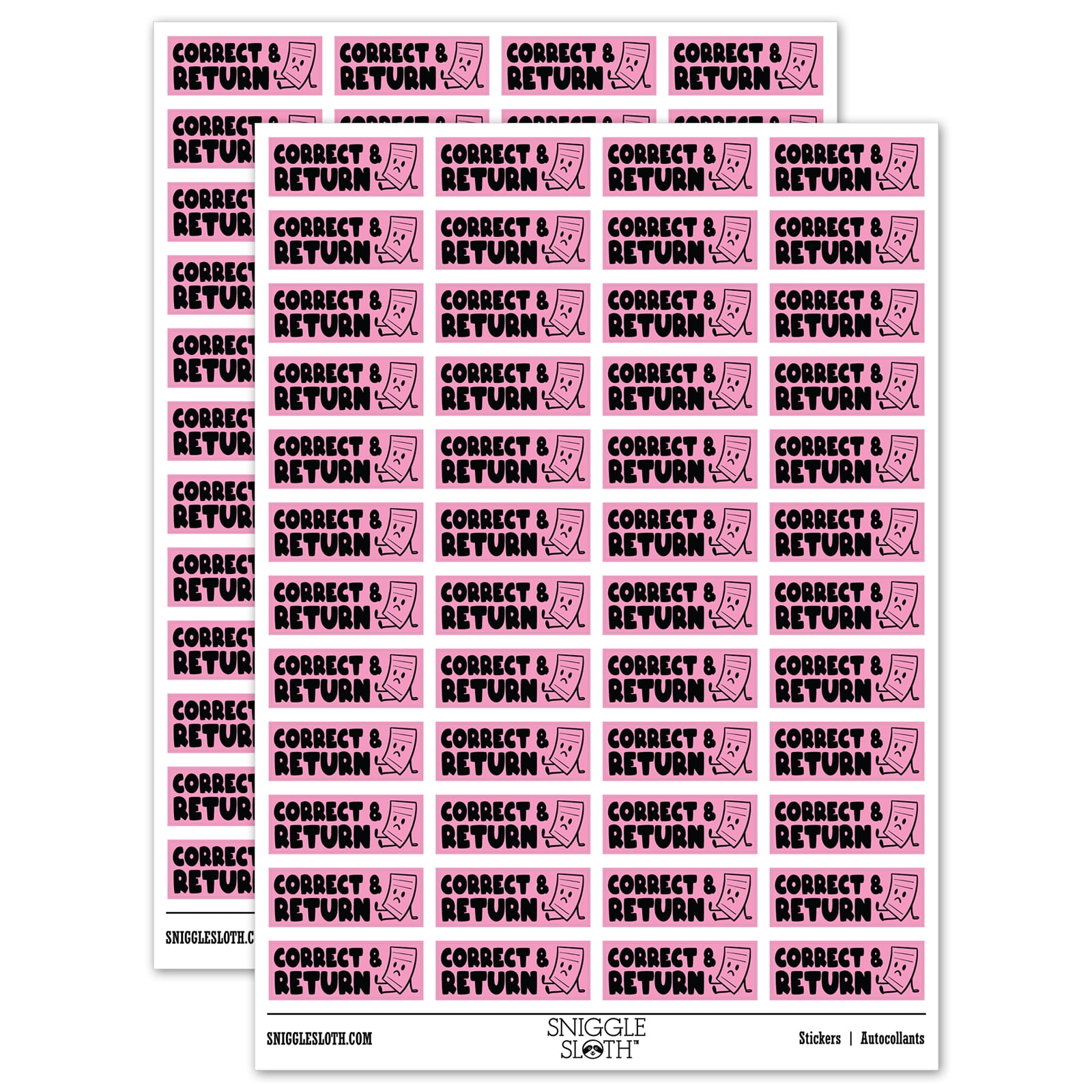 Correct and Return School Teacher Sticker Set - Light Pink - Gloss ...