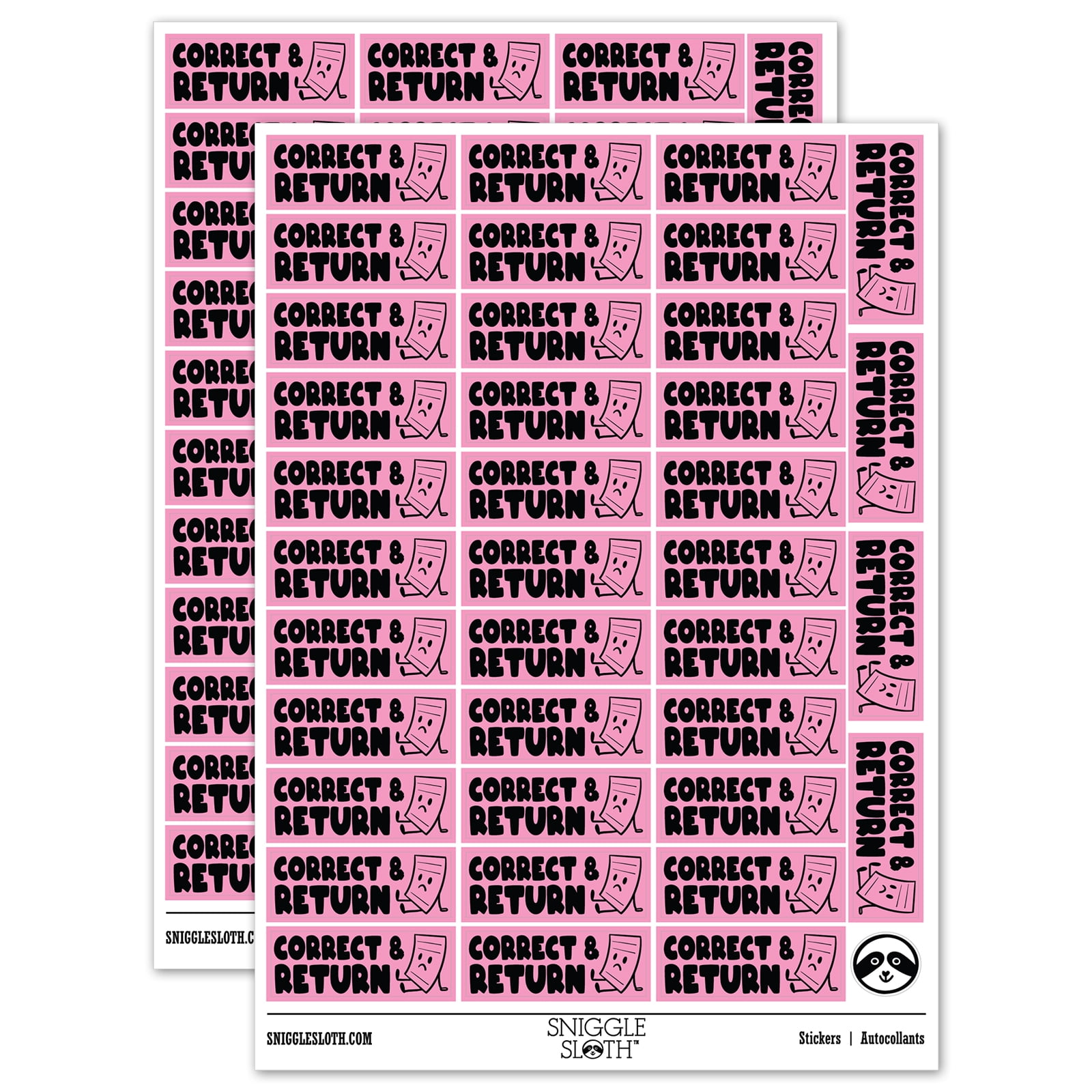 Correct and Return School Teacher Sticker Set - Light Pink - Gloss ...