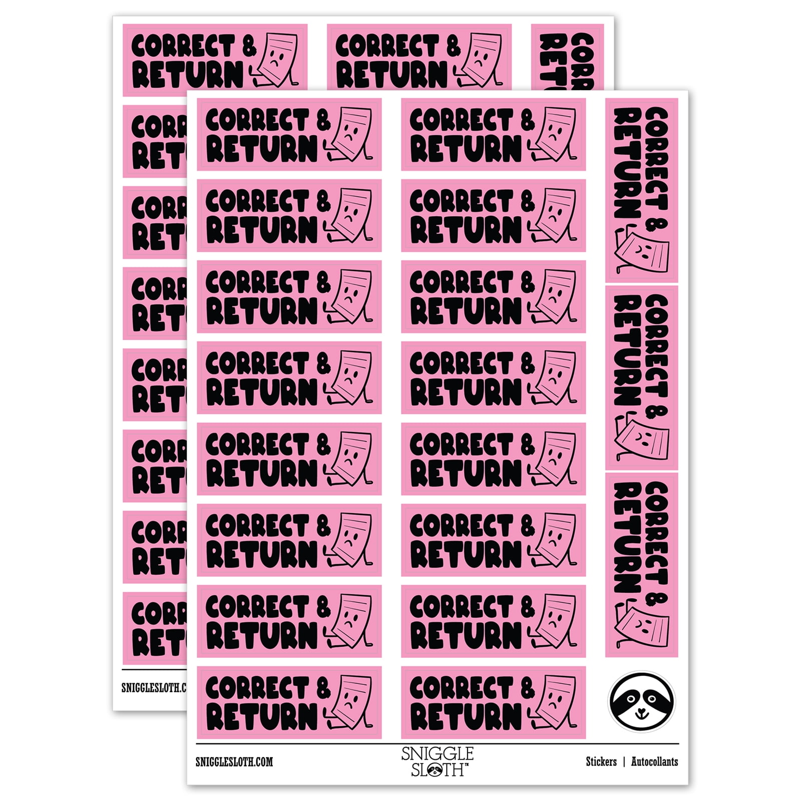 Correct and Return School Teacher Sticker Set - Light Pink - Gloss ...