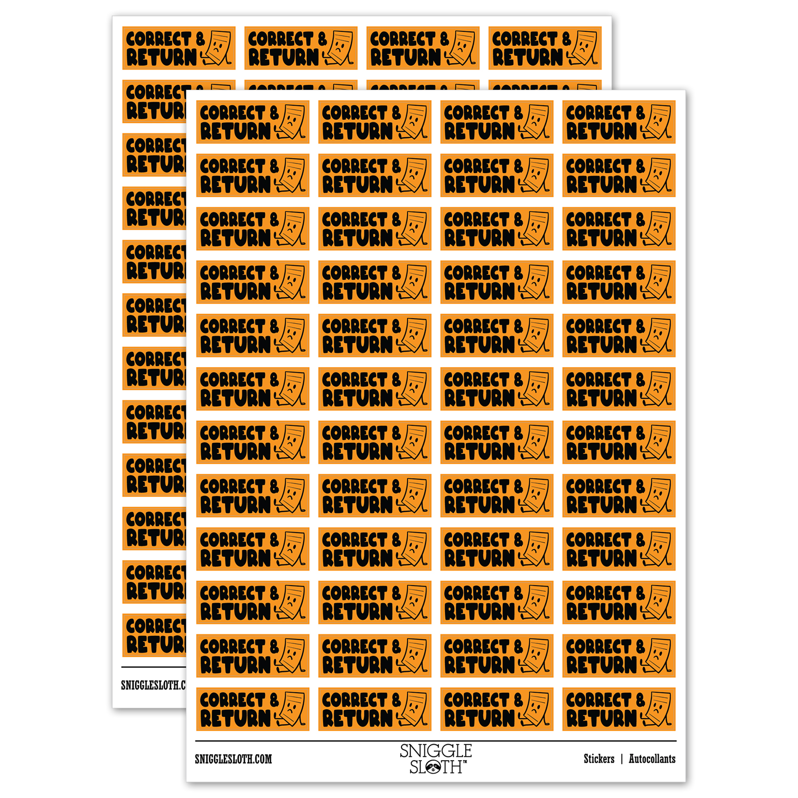 Correct and Return School Teacher Sticker Set - Orange - Gloss Finish ...