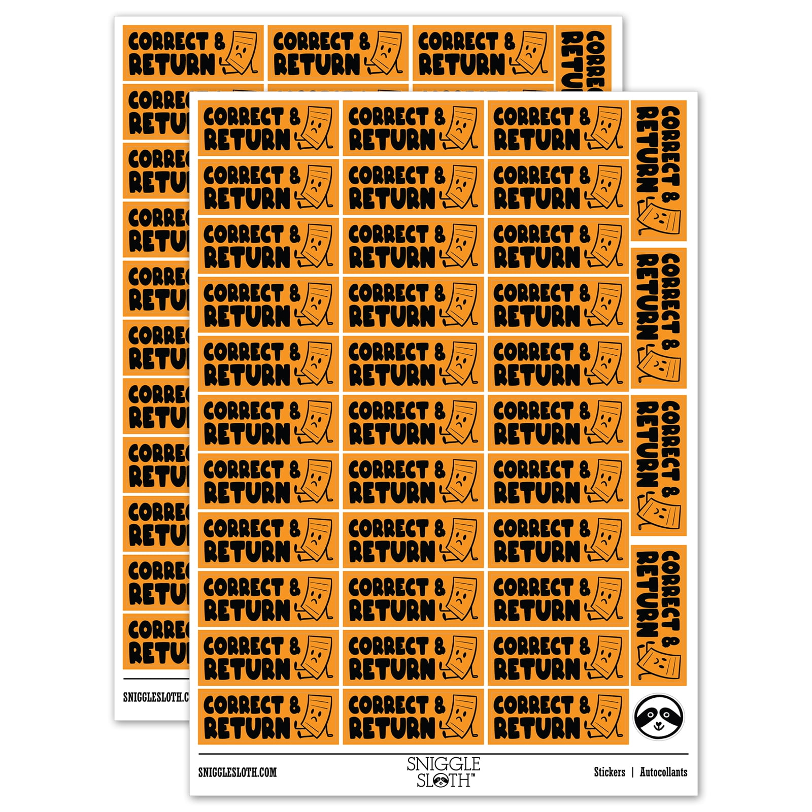 Correct and Return School Teacher Sticker Set - Orange - Matte Finish ...