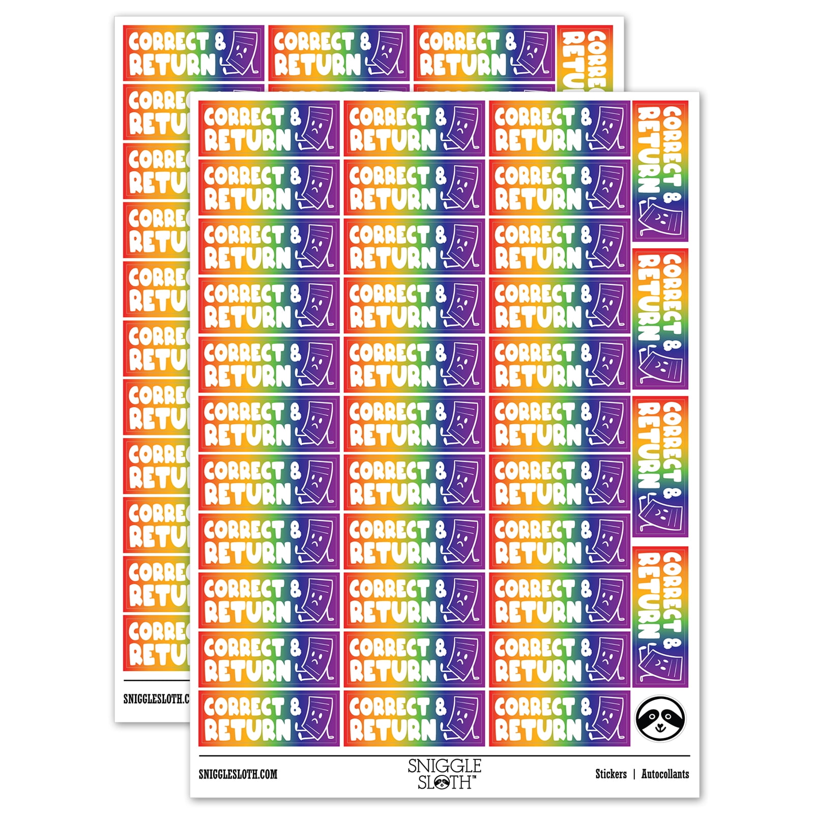 Correct and Return School Teacher Sticker Set - Rainbow - Matte Finish ...